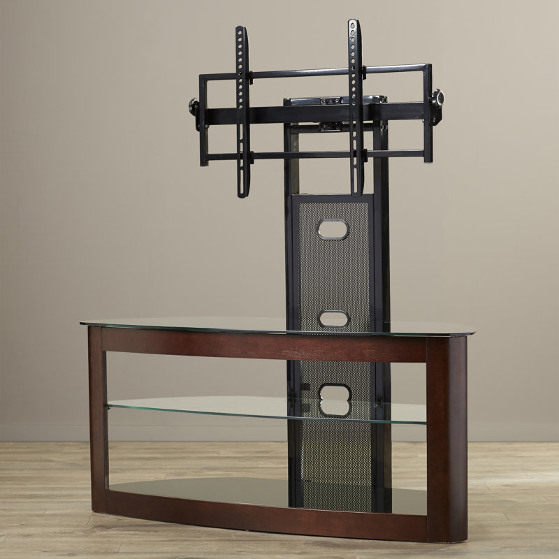 Ebern Designs Kyan Curved Wood TV Stand with Mount for Up to 85" TVs ...