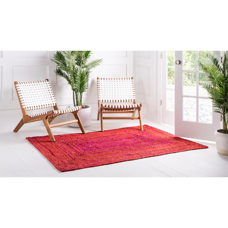 August Grove® Avenleigh Handmade Hand Braided Performance Red Rug ...