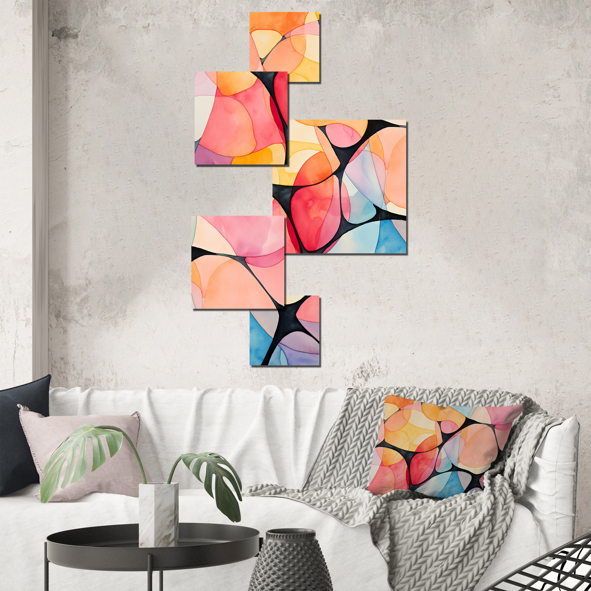 Ivy Bronx Geometric Soft Colors Tiles IV - Geometric Square Wall Art ...