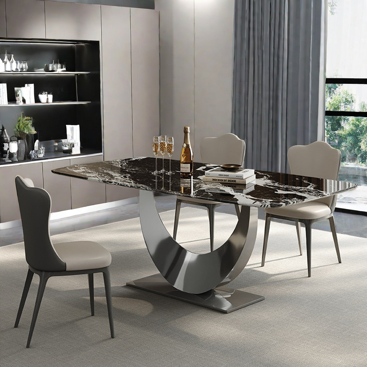 ALLNICEDT Modern Luxury Microlite Stone Dining Table - Wayfair Canada