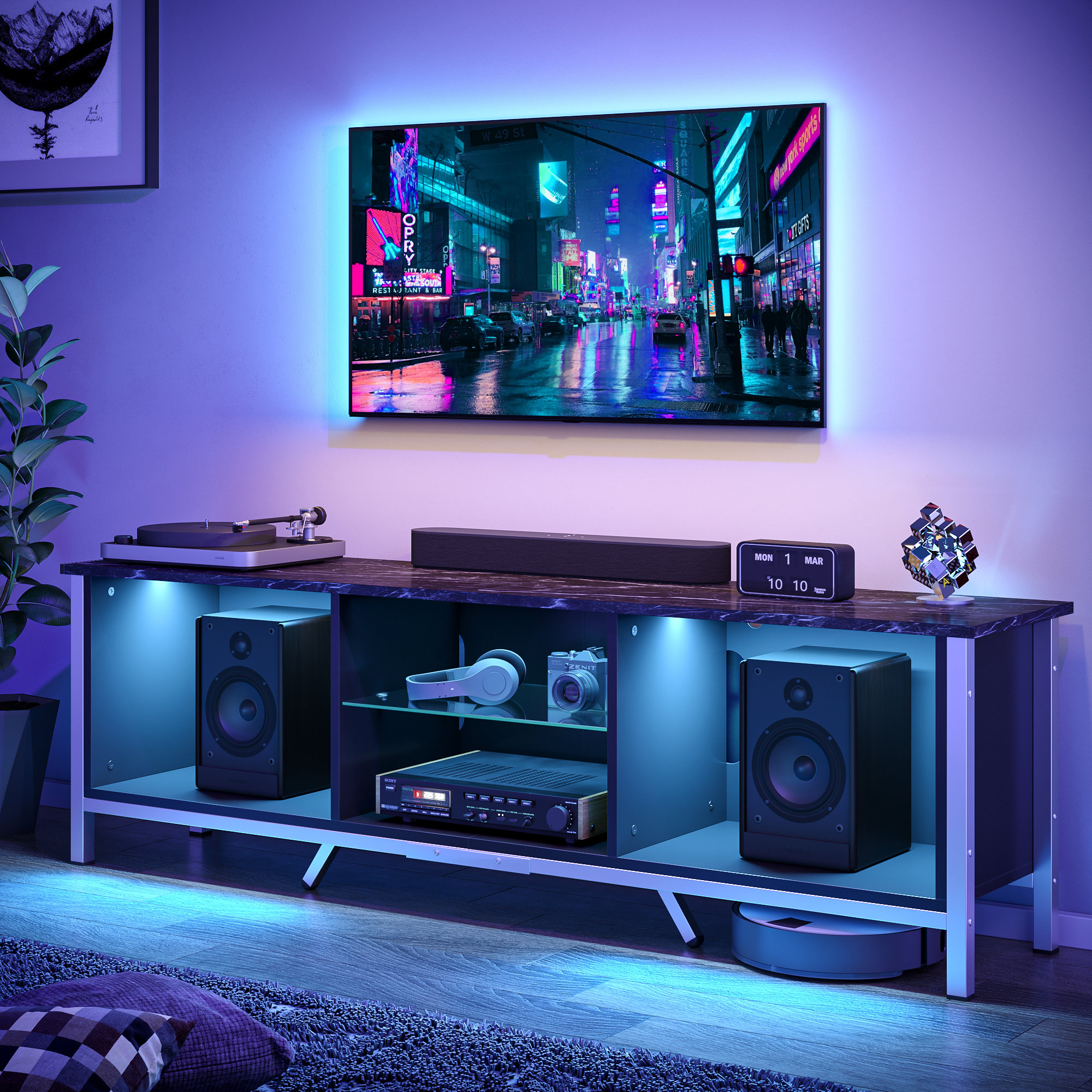 Wrought Studio Blagoje TV Stand With LED Light For 75 Inch TV Modern Wrought Studio Blagoje TV Stand With LED Light For 75 Inch TV Modern