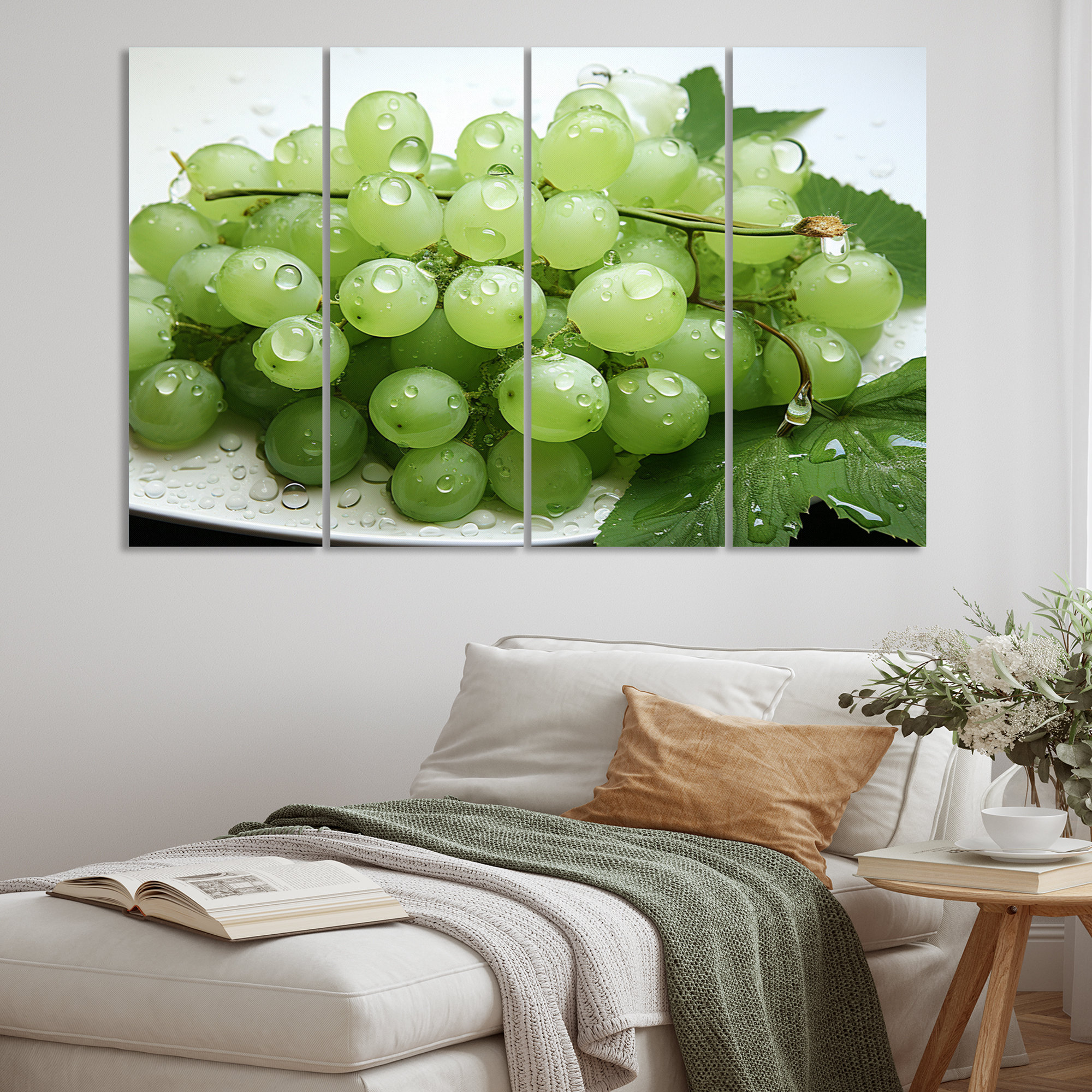 Design Art Fruit Green Grape Pointillism - Food & Beverage Canvas Print ...