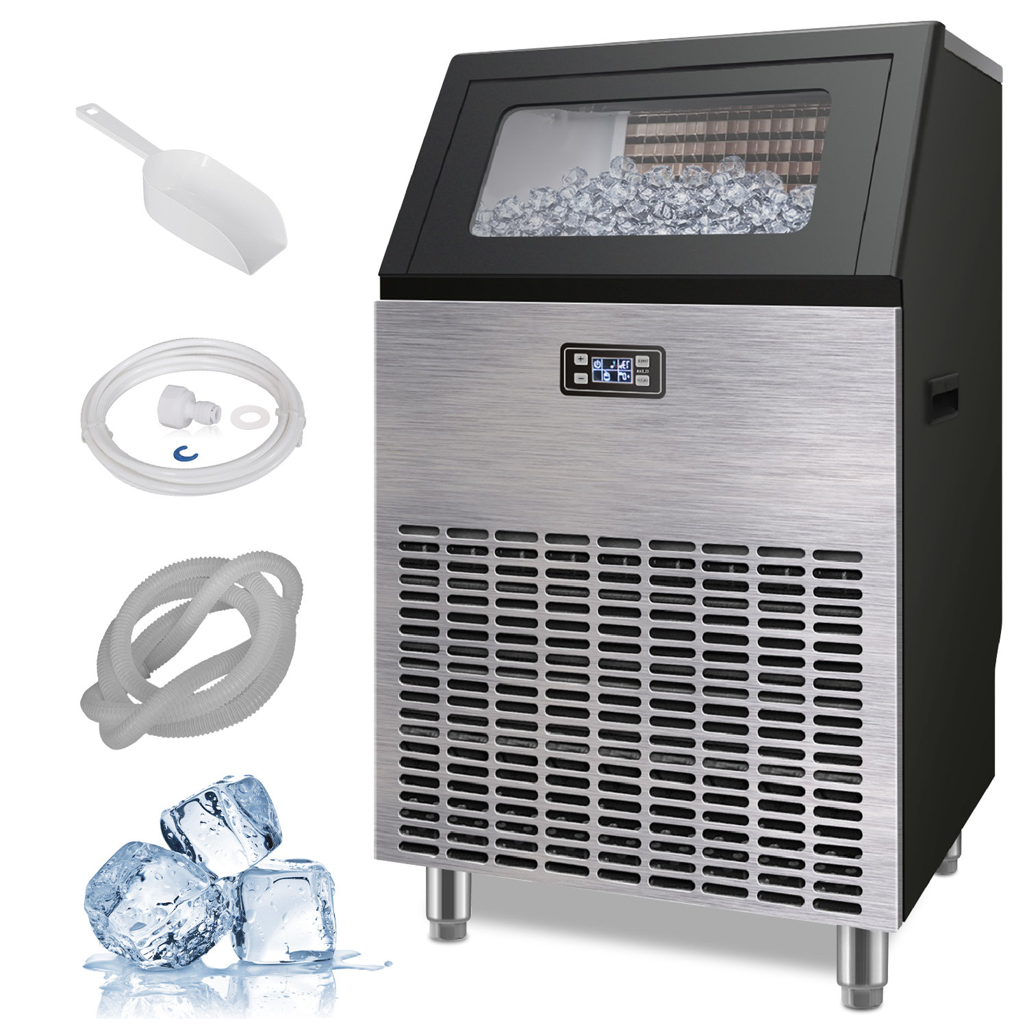 WUKHG Commercial Ice Maker Machine, 270lbs/24H Stainless Steel Under ...