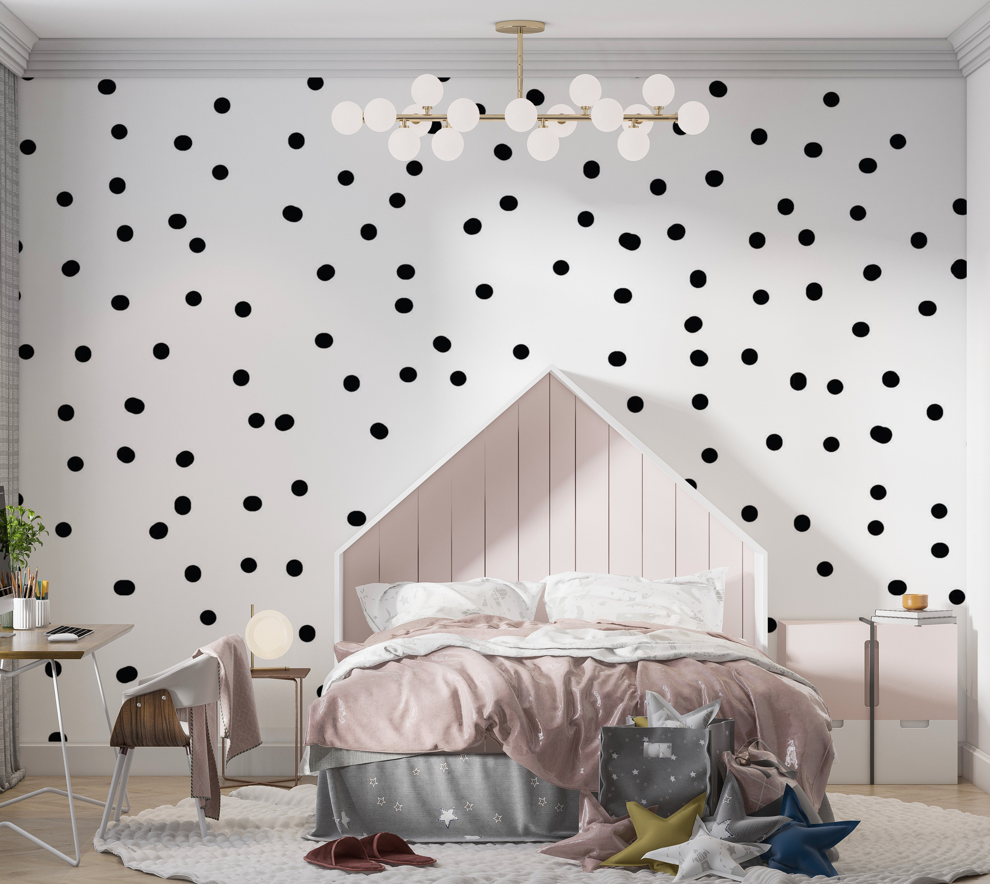 Hokku Designs Premium Wallpaper Wall Mural - Tiny Polka Dot | Wayfair