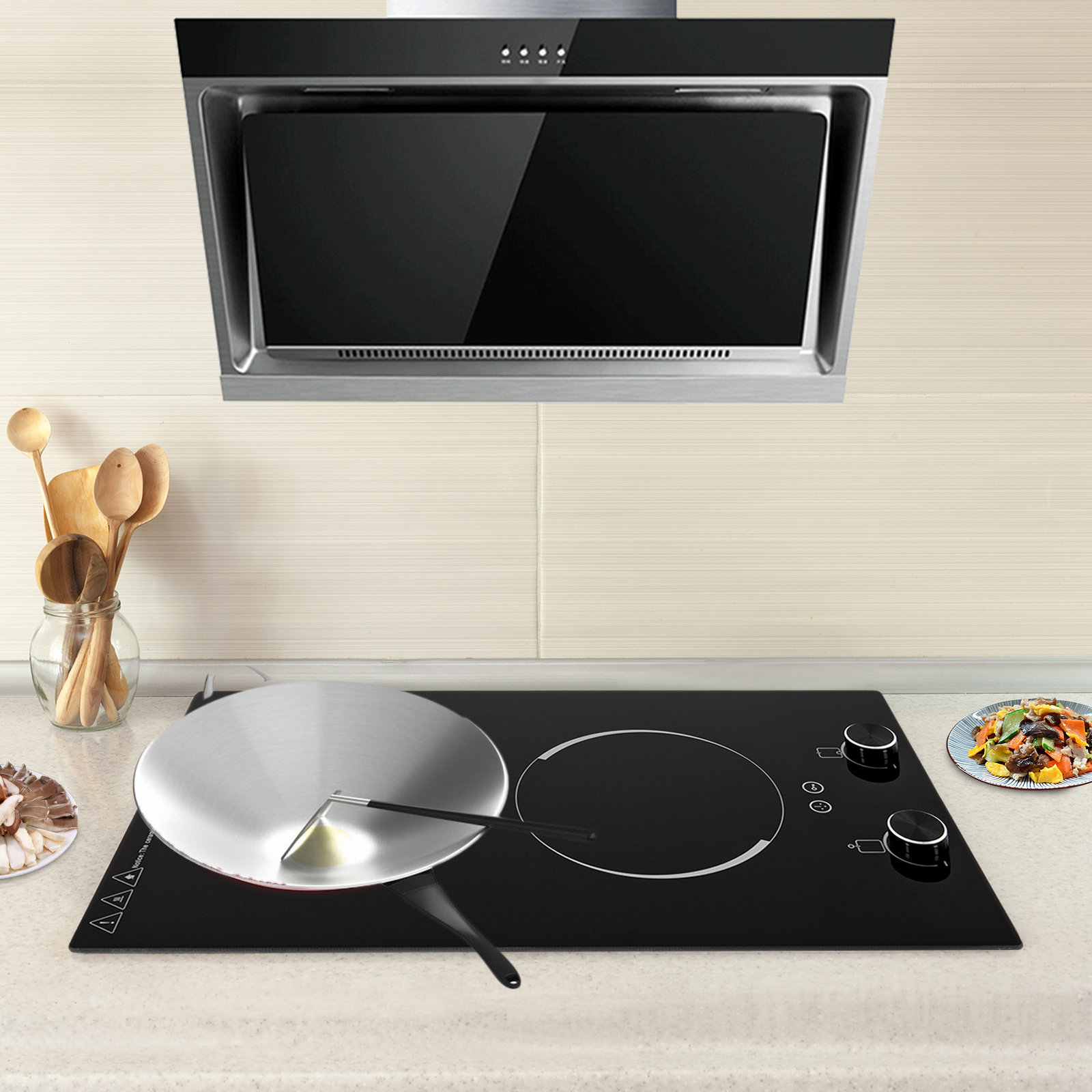 DALELEE 20'' Infrared Heating Electric Cooktop with Dual Size Power ...