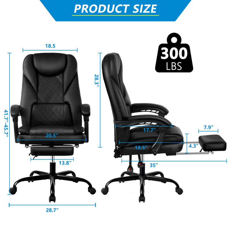 Latitude Run® Azteca Ergonomic Executive Chair with Footrest & Reviews ...