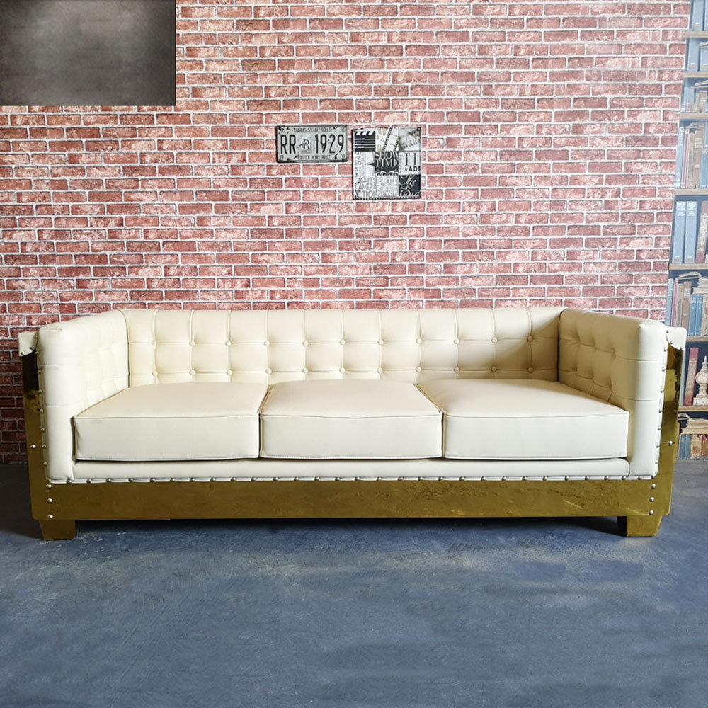 Jes Design Metal Aluminum Skin Rivet Casual Retro Sofa 80.71'' Sofa ...