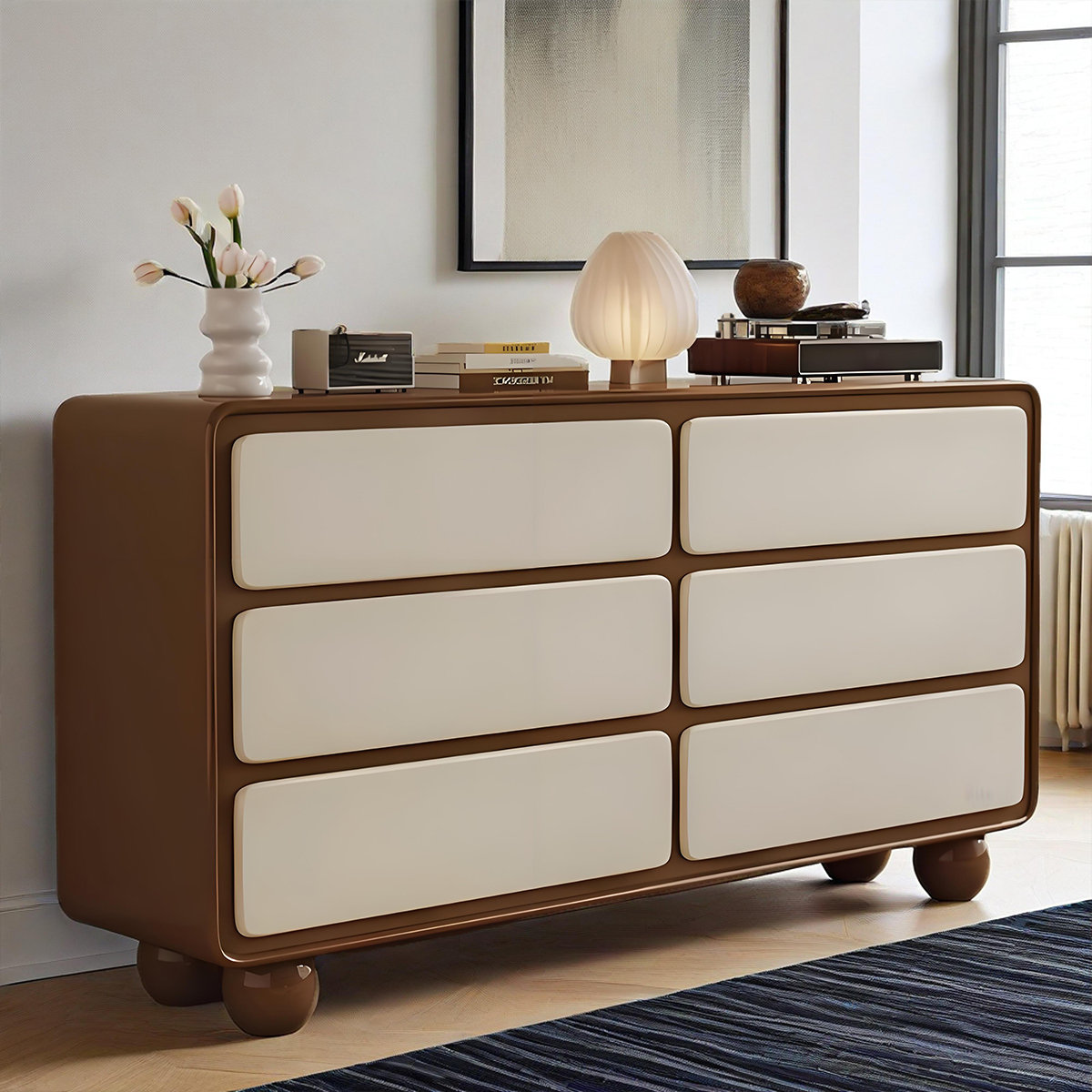 Isla Hopping Retro Six-Drawer Chest Against the Wall | Wayfair