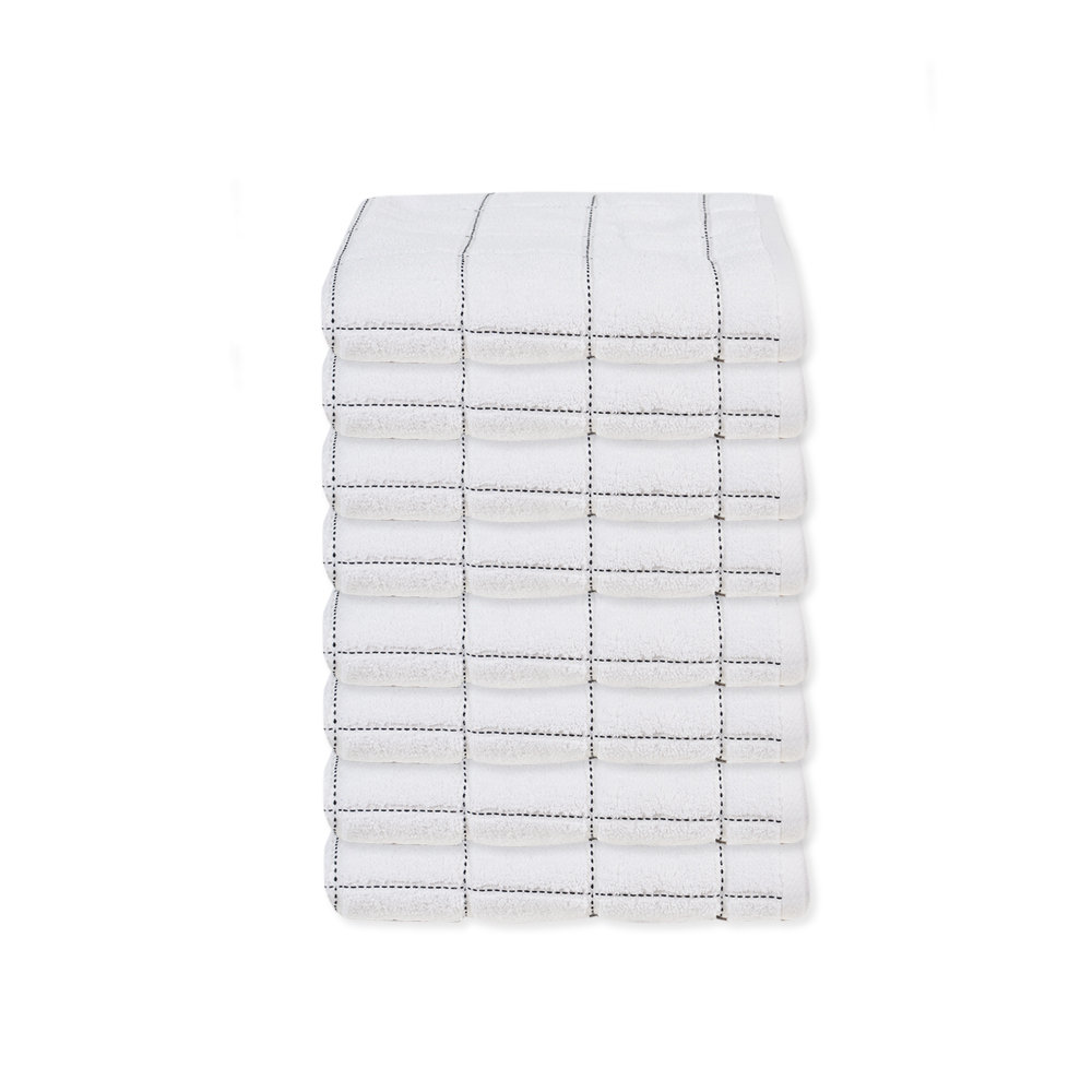 Gracie Oaks Amaarah Check Face 8 Piece 100% Cotton Washcloth Towel Set ...