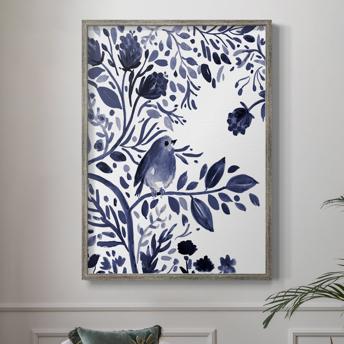 Red Barrel Studio® Indigo Song I Framed Print - Solid Wood 46578 | Wayfair