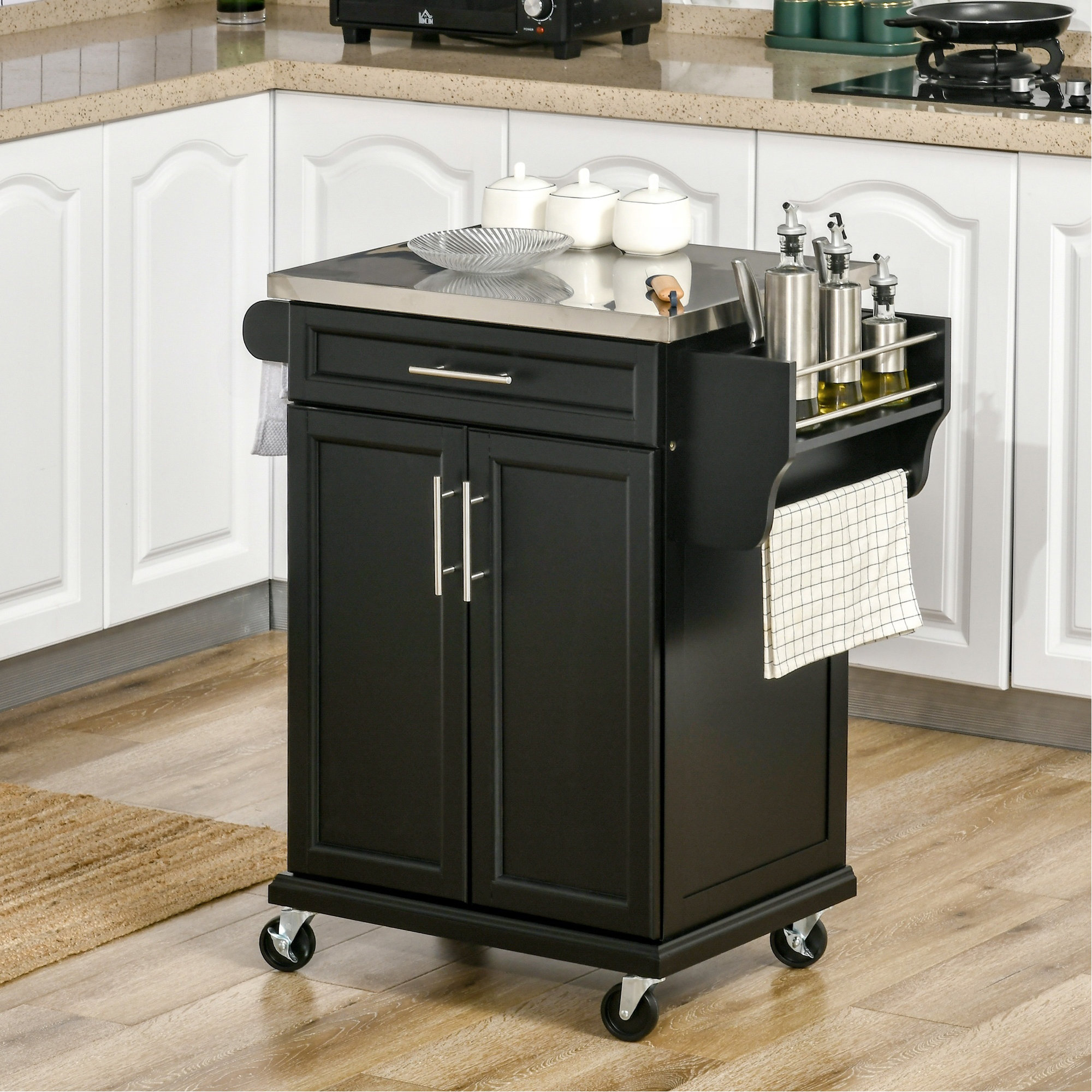 Latitude Run® Kitchen Island On Wheels, Rolling Kitchen Cart With ...
