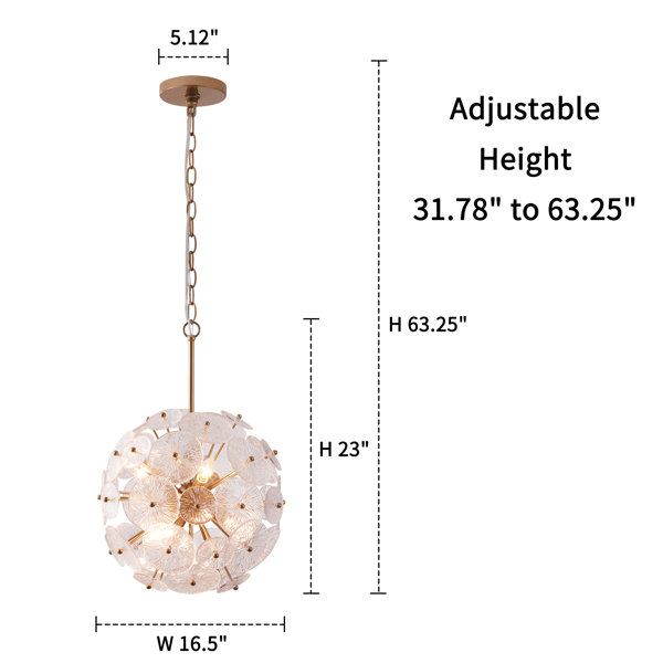 Mercer41 Taysen 6 - Light Glass Dimmable Globe Chandelier | Wayfair