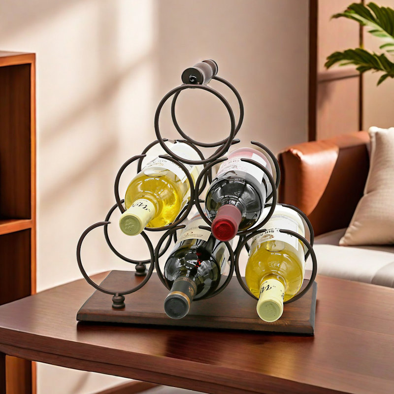 17 Stories Wogara 6 Bottle Countertop Wine Bottle Rack Brown | Wayfair