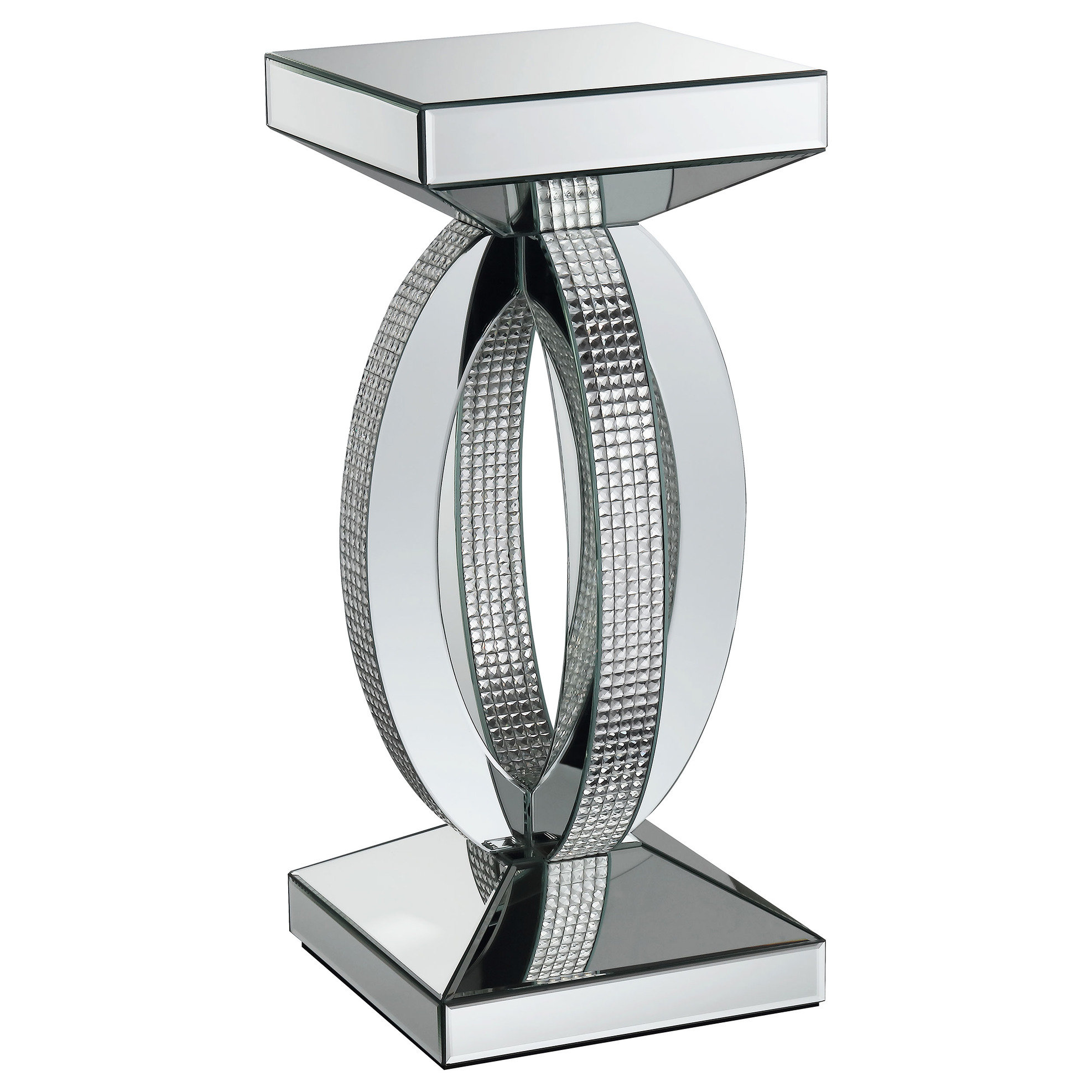 Latitude Run® Silver Square Mirrored Acrylic Crystal Side Table With ...