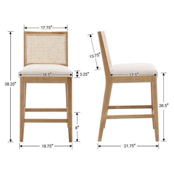 Bayou Breeze Rustic-Chic Counter Stools With Wicker Backrests And Wide ...