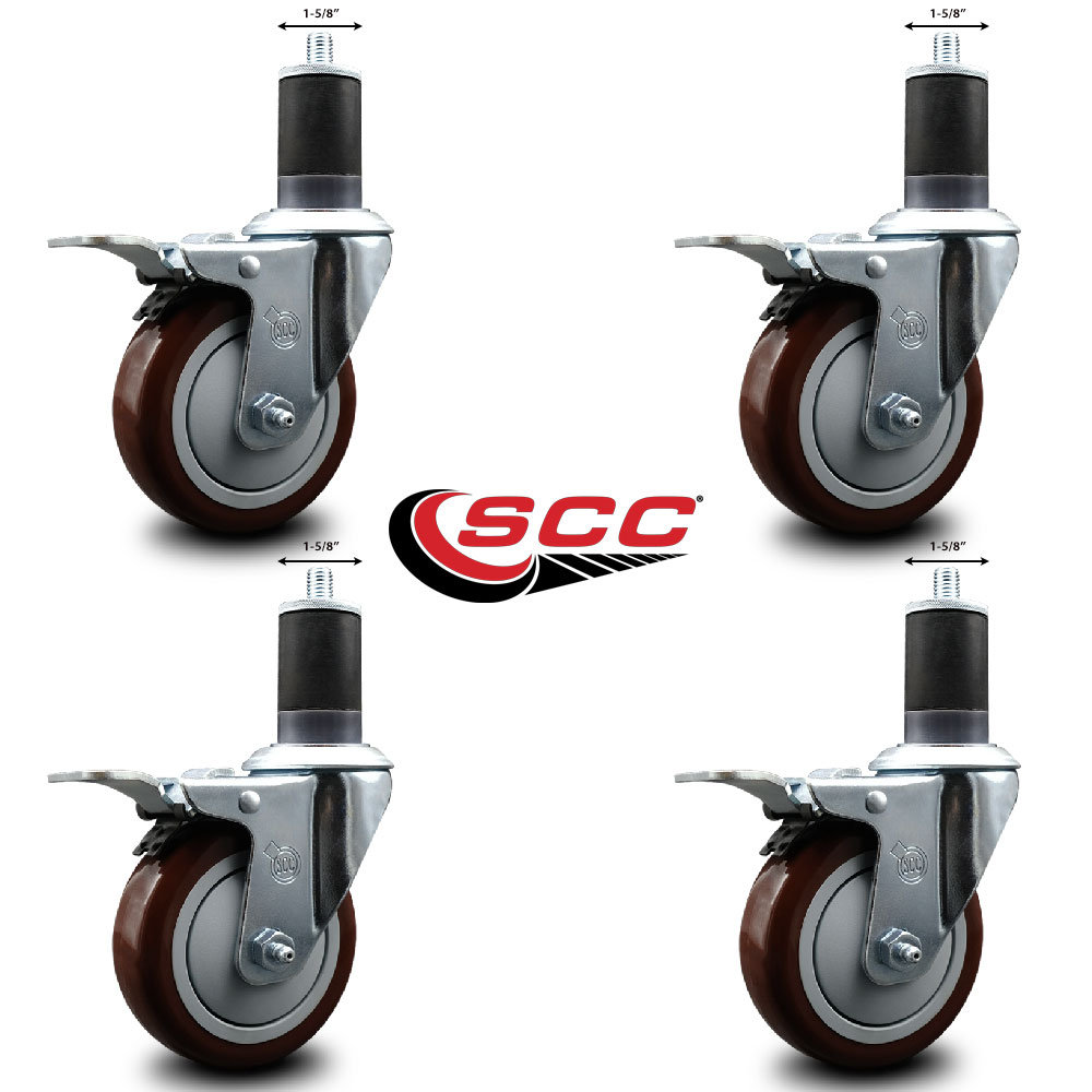 Service Caster Poly Swivel 1-5/8 Inch Expanding Stem Caster Set Total ...
