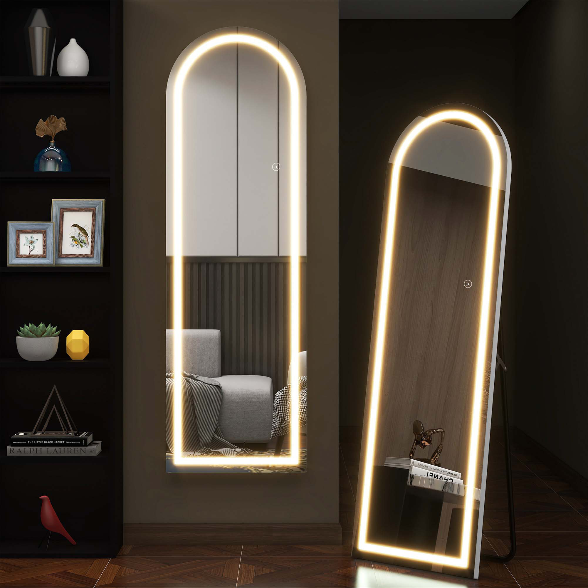 Wade Logan LED Aluminum Alloy Frameless Right Angled Arched Full-Length ...