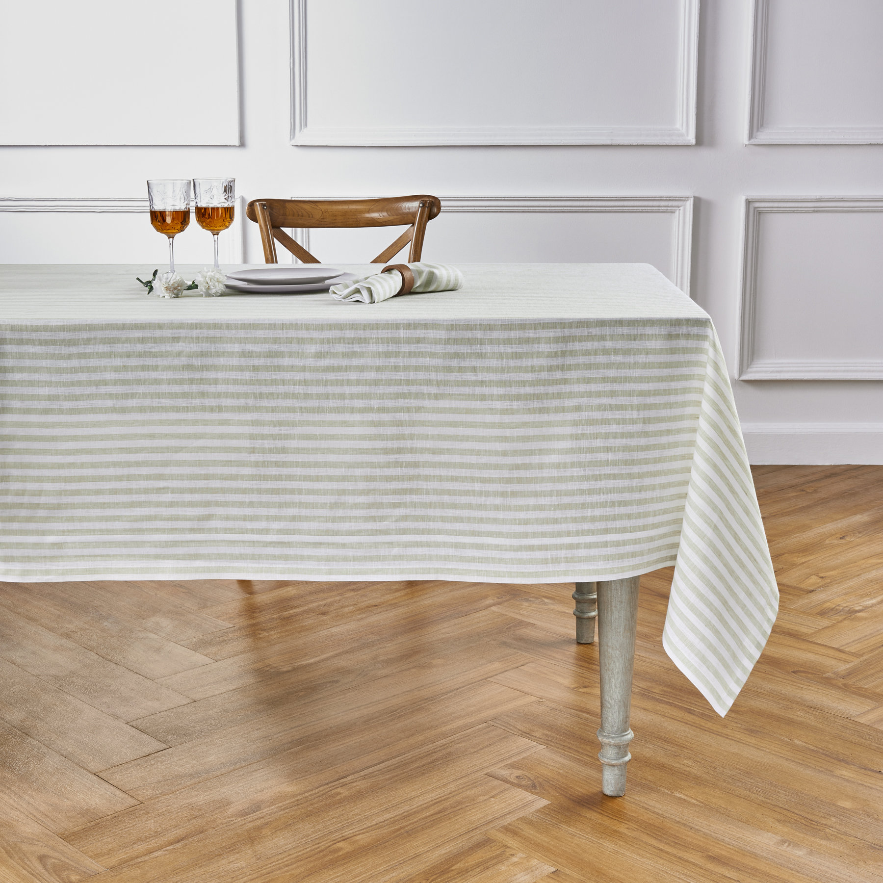Solino Home Amalfi Stripe - 100% Pure Linen Tablecloth | Wayfair