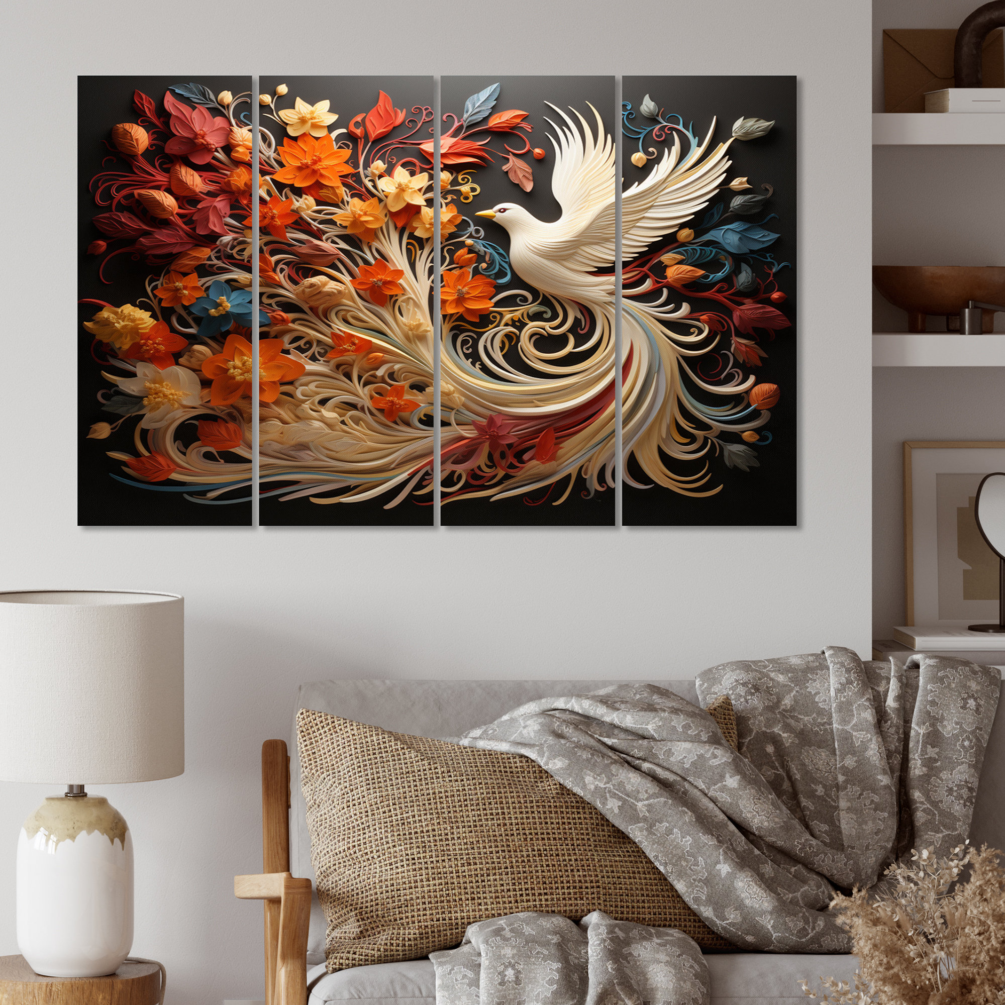 DesignArt Christianity Pentecost Fire On Canvas 4 Pieces Print | Wayfair