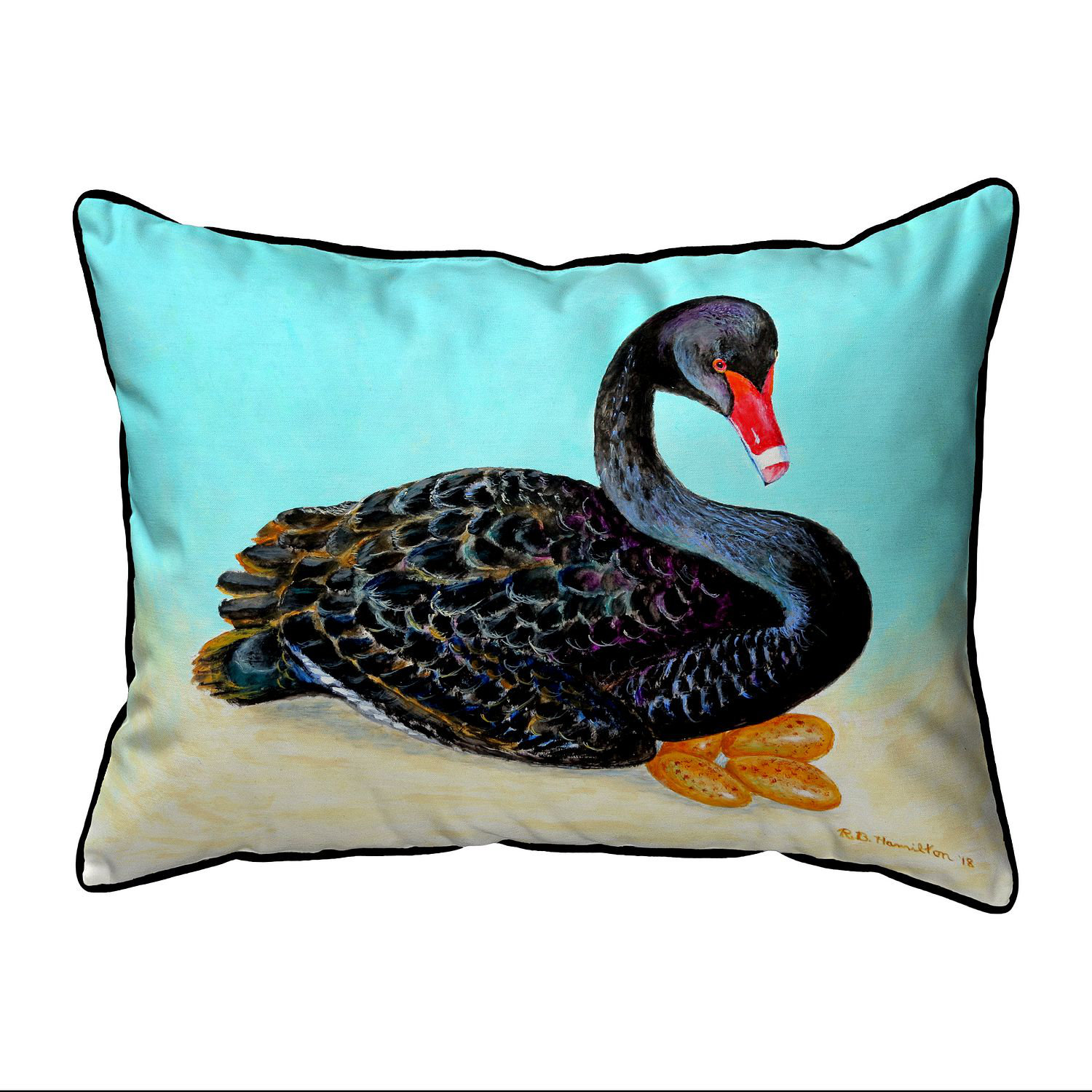 Betsy Drake Interiors Swan Outdoor Rectangular Pillow Cover & Insert ...