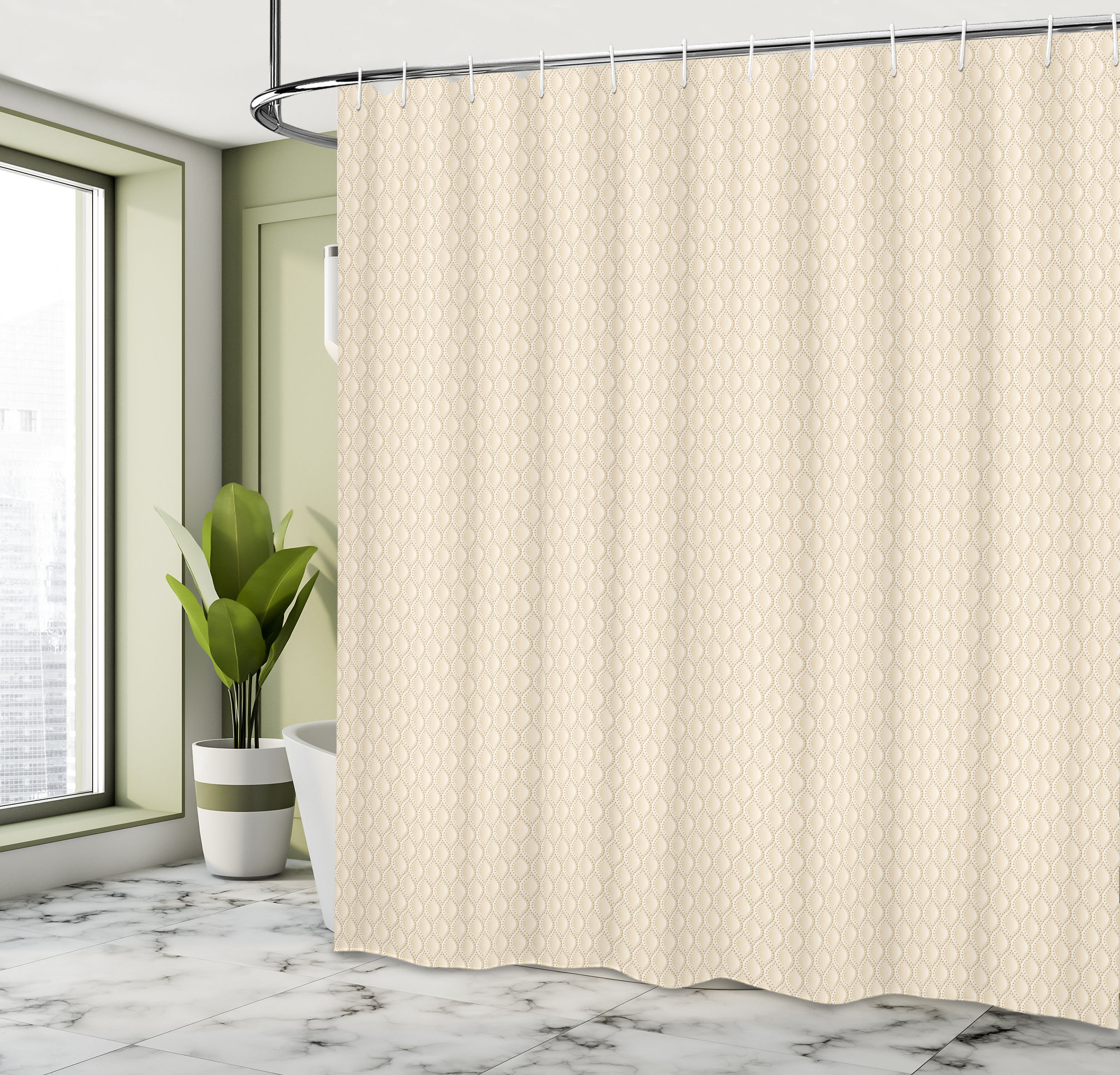 East Urban Home Neutral Color Shower Curtain Dotted Droplet Motifs ...