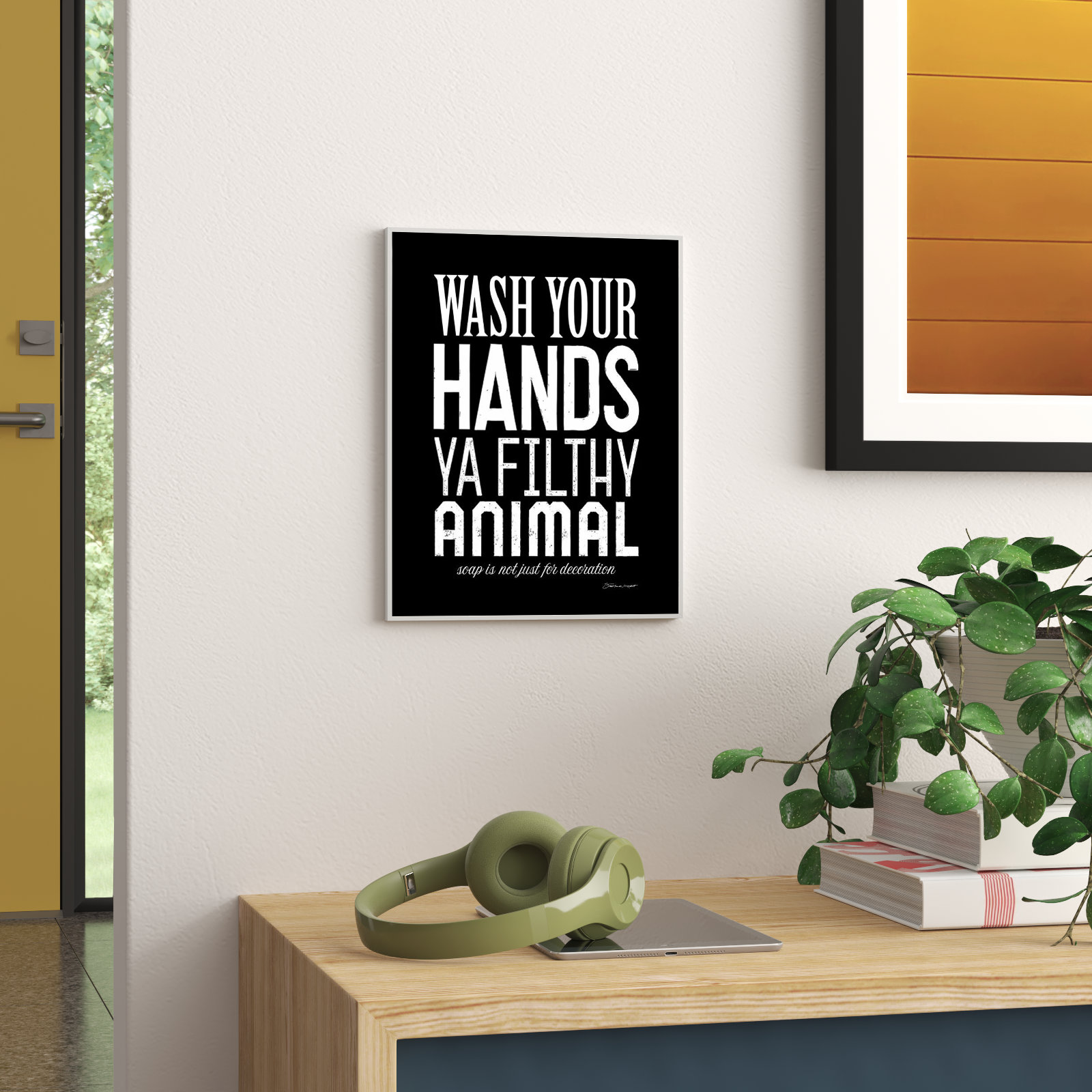 Wade Logan® Wash Your Hands Ya Filthy Animal Black and White Bold by ...