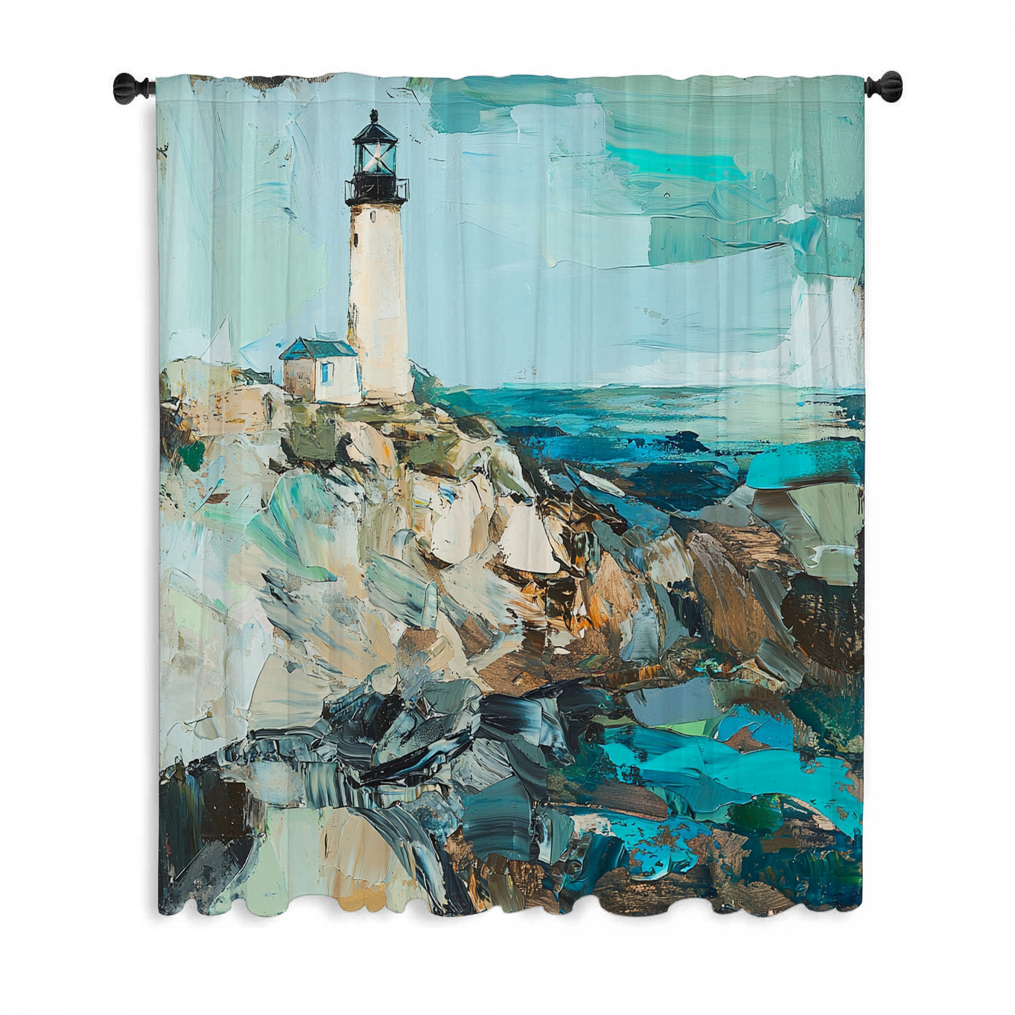 Corrigan Studio® Lighthouse Window Curtains, Seaside Blockout & Sheer ...