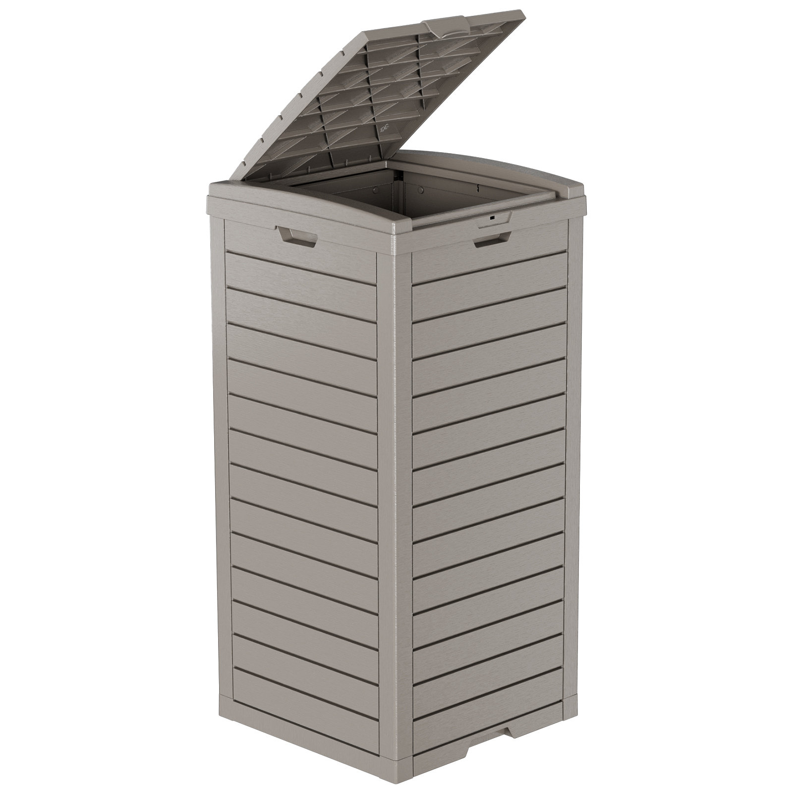 vbal Light Brown Resin Step On Curbside Trash & Recycling Bin ( 30 ...