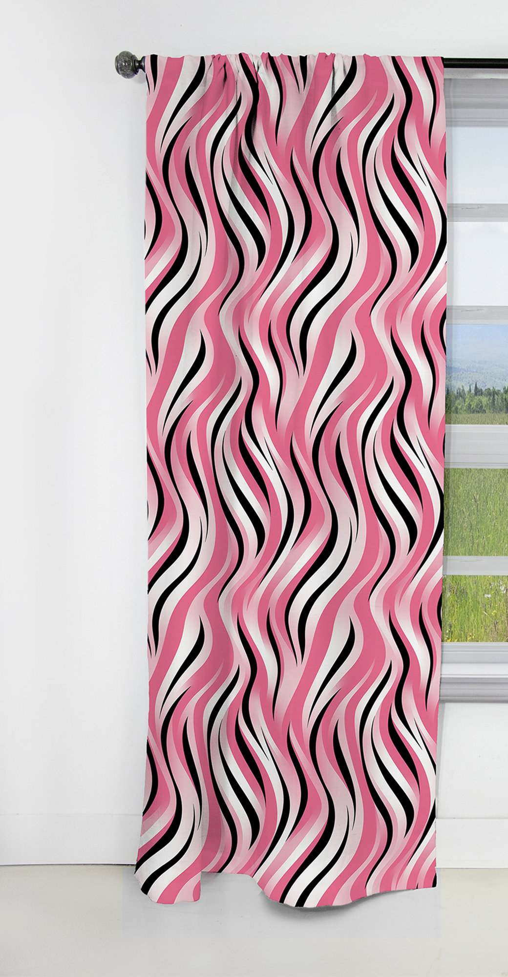 Design Art Pink Zebra Wallpaper - Stripped Curtain - Blackout Striped ...
