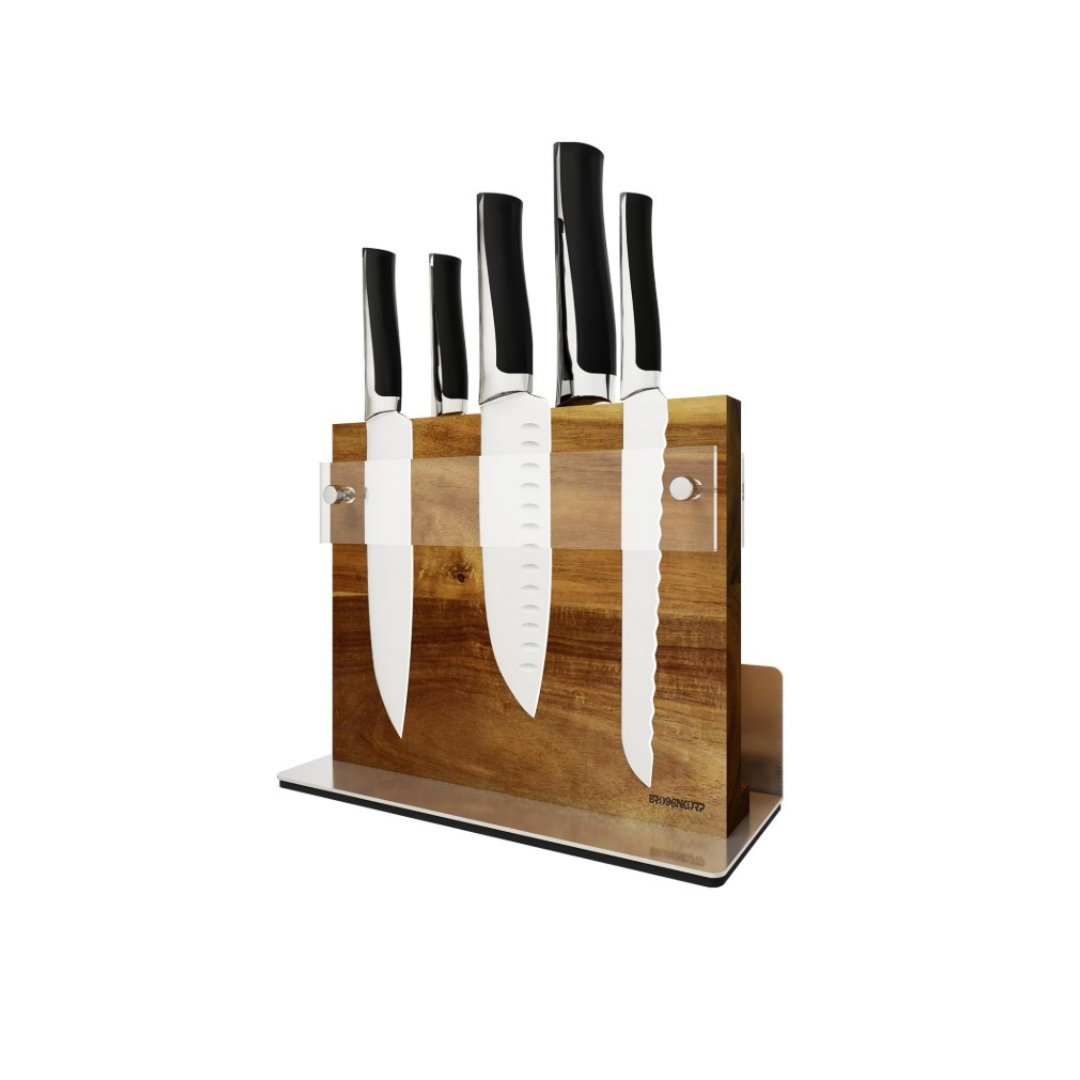 ZEWDU Wood Magnetic Knife Block Stand With Thickened Shield, 11 X 8 X 4 ...