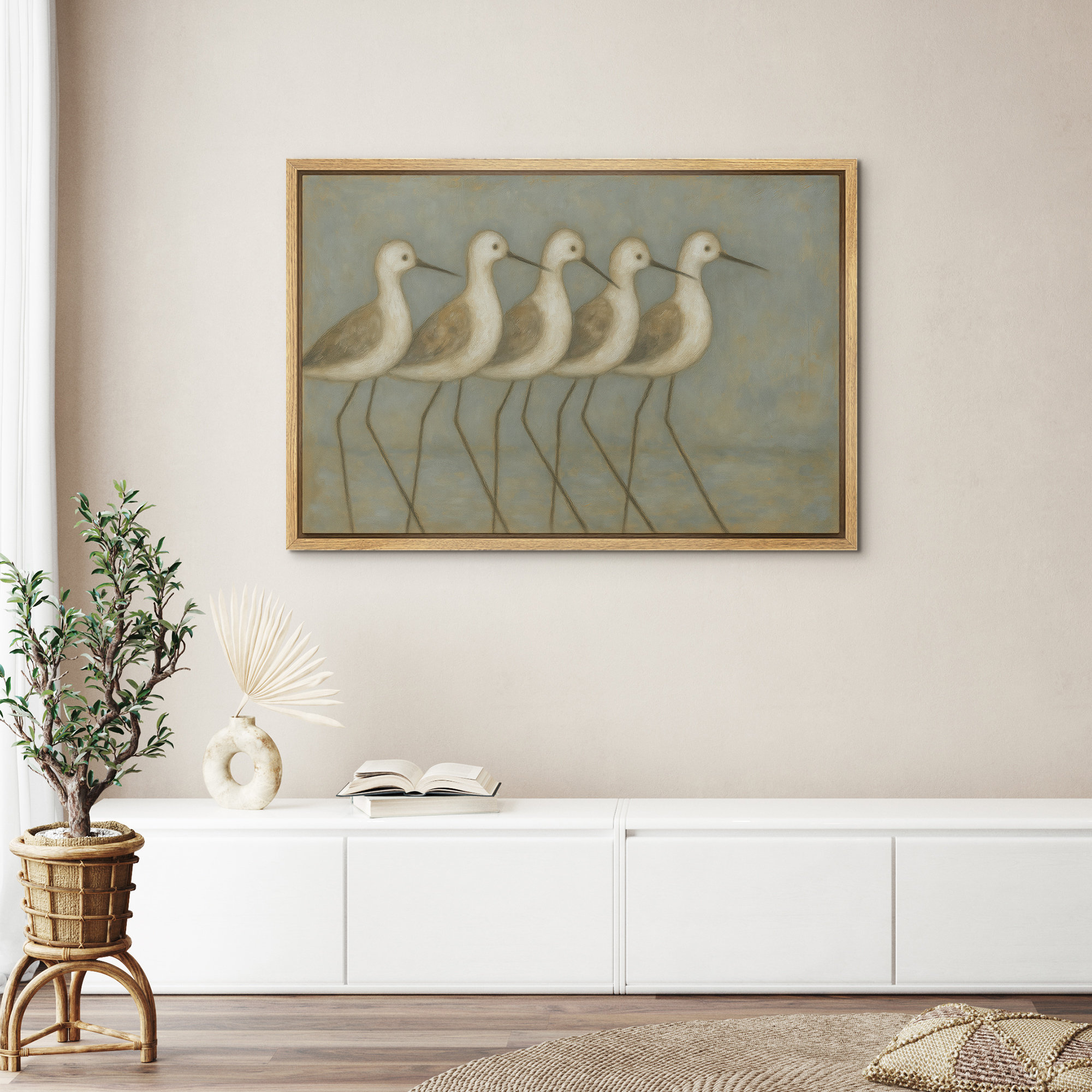 wall26 Shorebirds Coastal Wall Art - Minimalist Illustration of Wading ...
