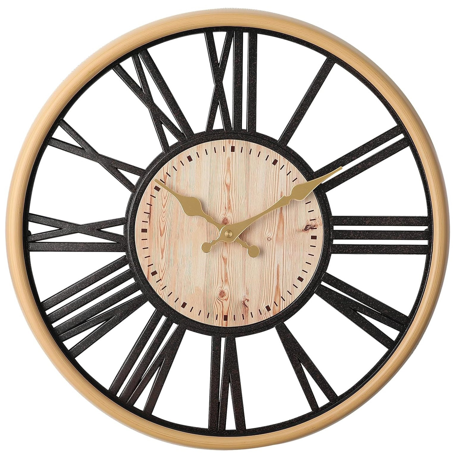 17 Stories 16" Yellow Wall Clock Retro Roman Numerals | Wayfair