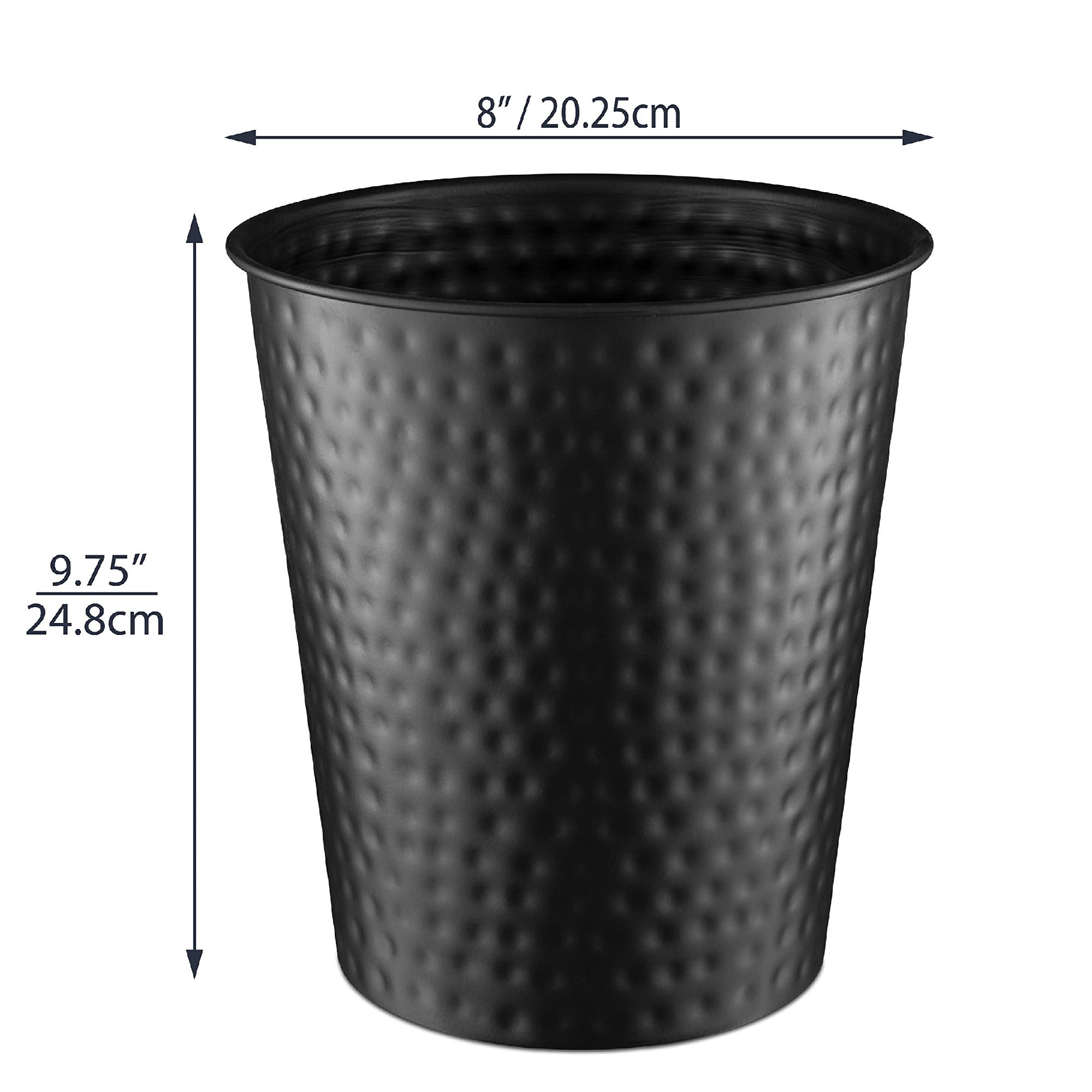 INTEGATOIC LLC Hand-Hammered Black Metal Wastebasket With Rust ...