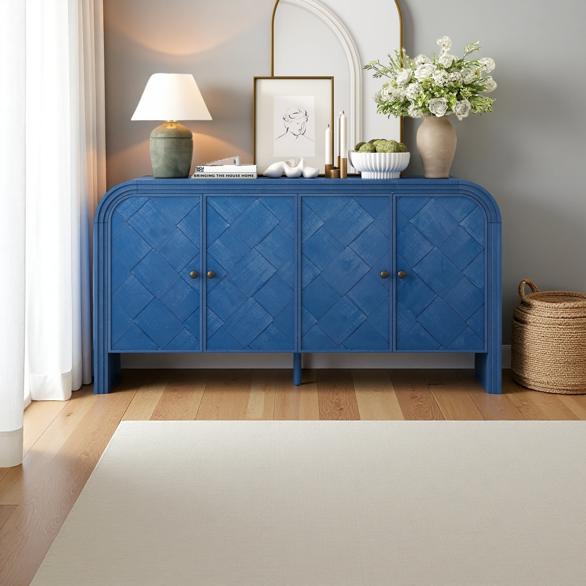 Ebern Designs Luxury Multi-Functional MDF Sideboard– Handwoven Wood ...