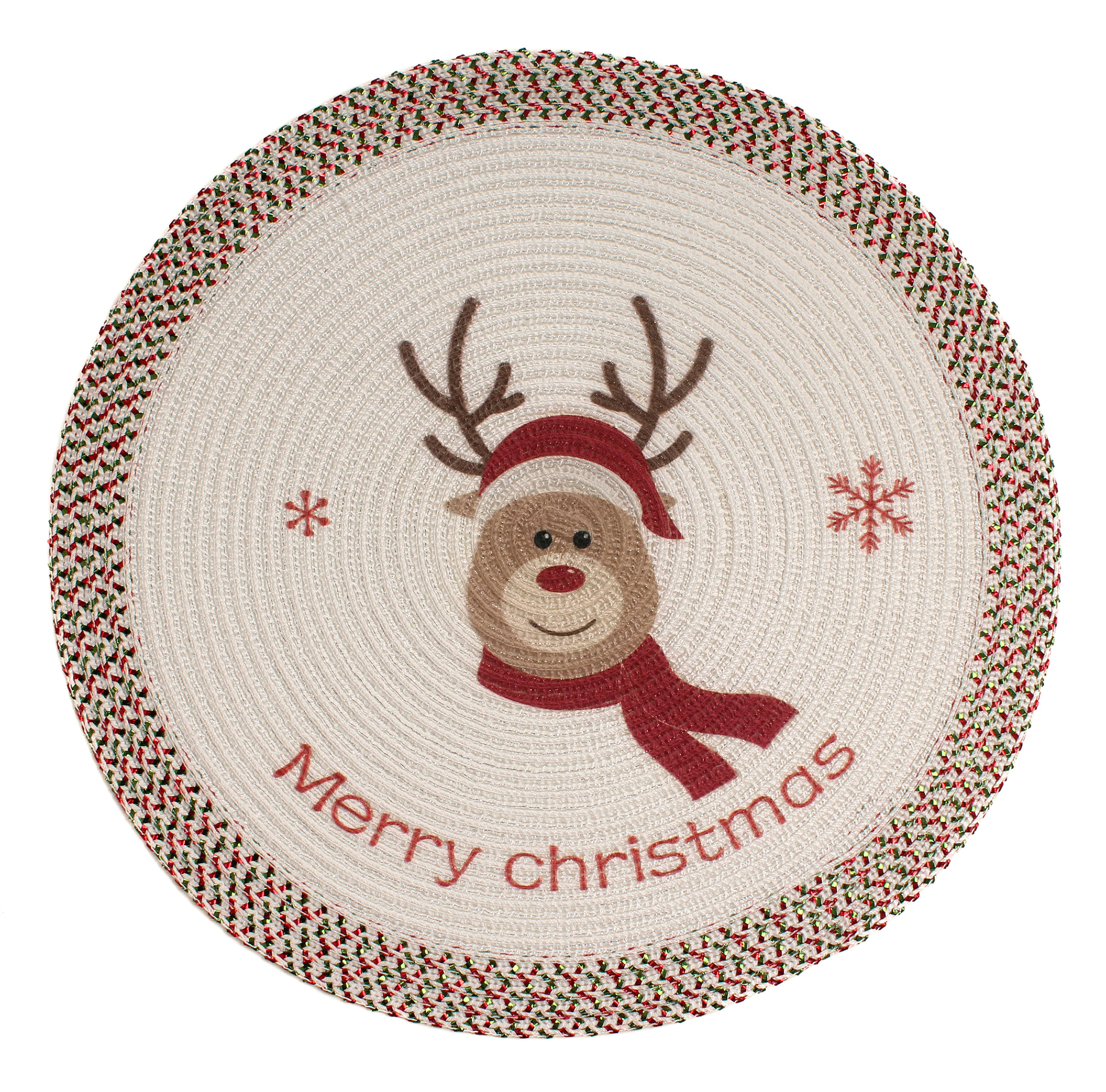 The Holiday Aisle® Christmas Woven Table Placemats 15 Inches Round Set ...