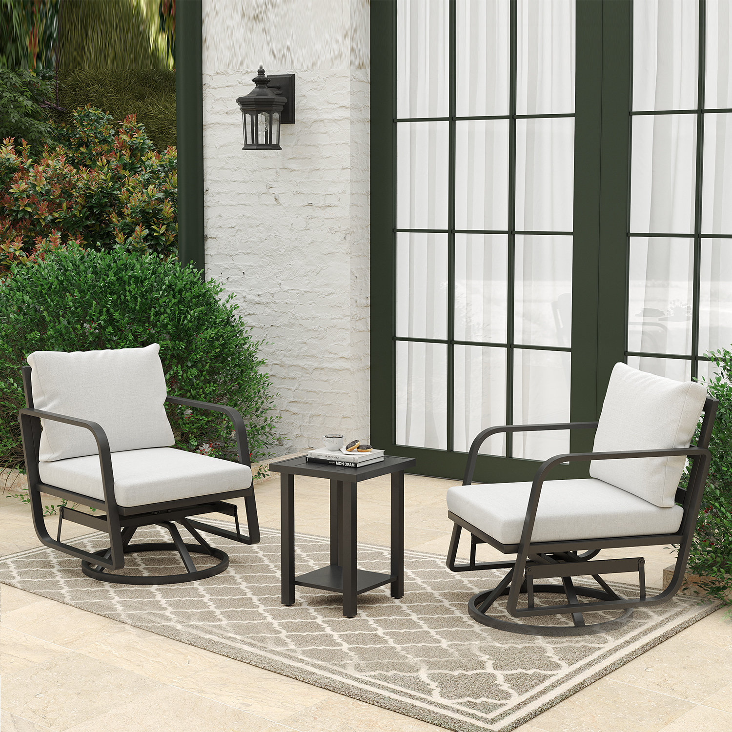 Red Barrel Studio® Patio Swivel Rocker Sets: 3-Piece Aluminum Alloy ...