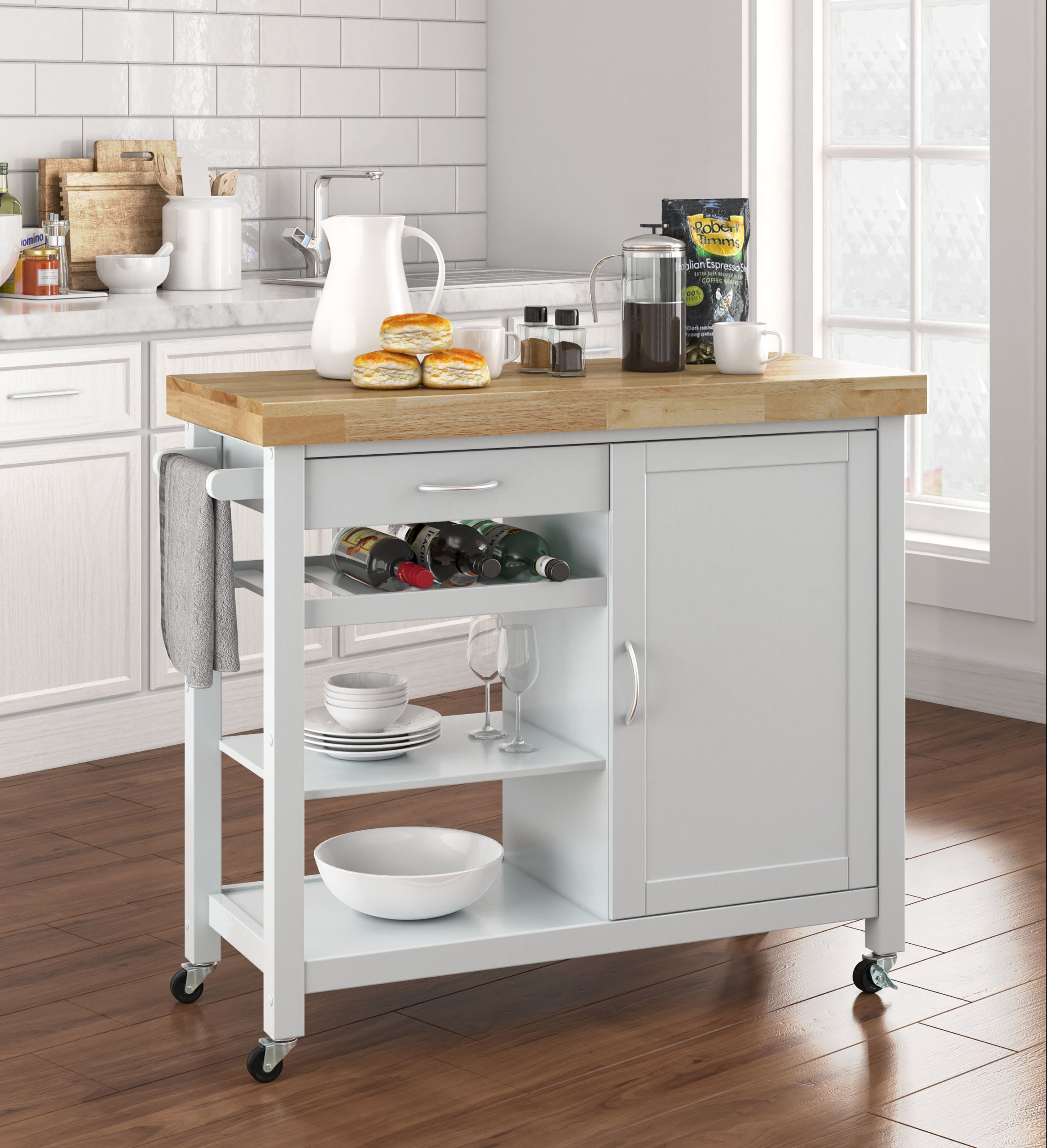ClickDecor Denver ClickDecor Denver Island Kitchen Rolling Bar Cart on ...