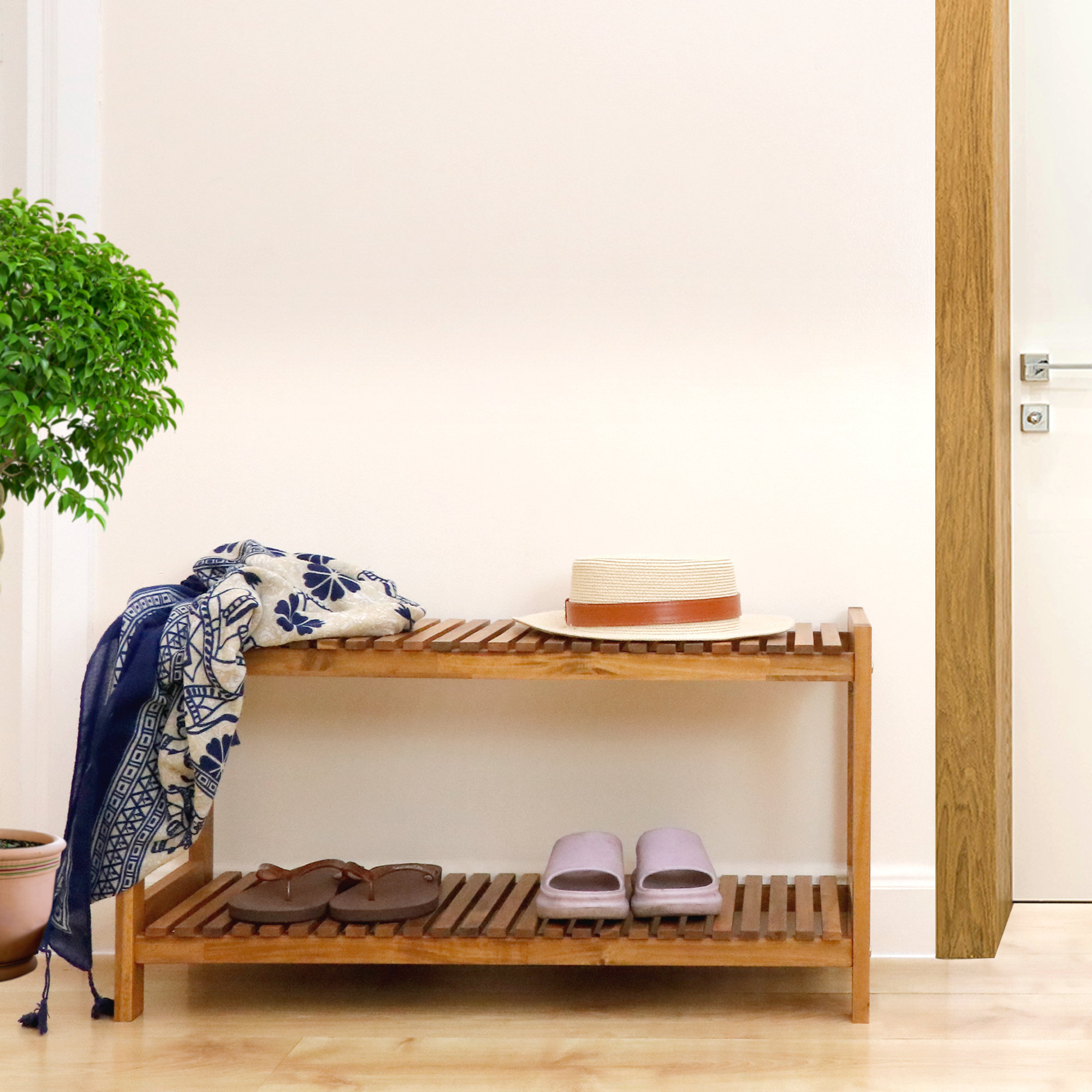 Rebrilliant 8 Pairs Solid Wood Shoe Rack & Reviews | Wayfair