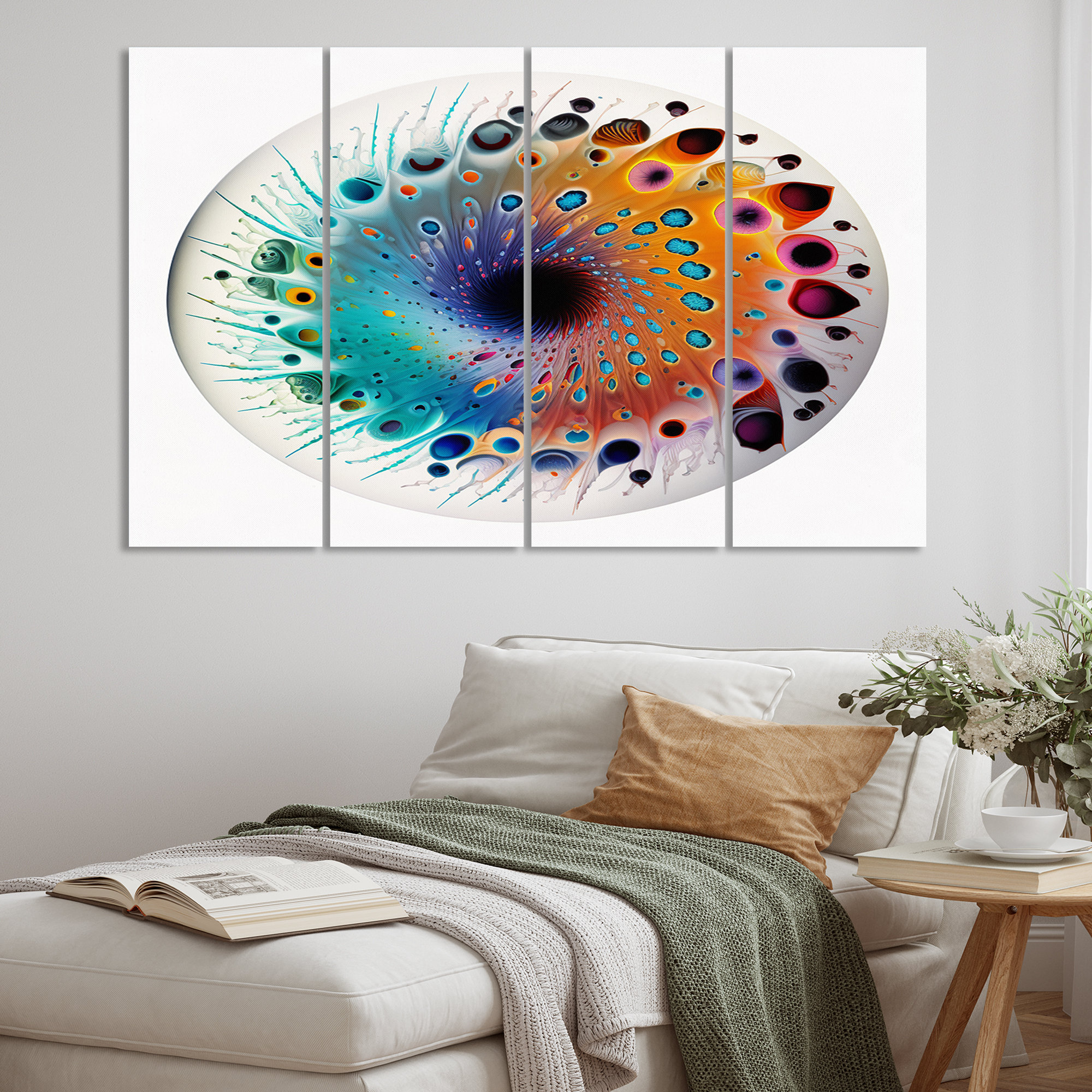 Wrought Studio™ Hensius Soft Colored Cymatics Mandala - 4 Piece Wrapped ...