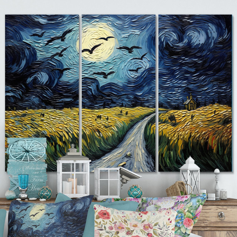 DesignArt Cornfield With Crows On Metal 3 Pieces by Vincent Van Gogh ...