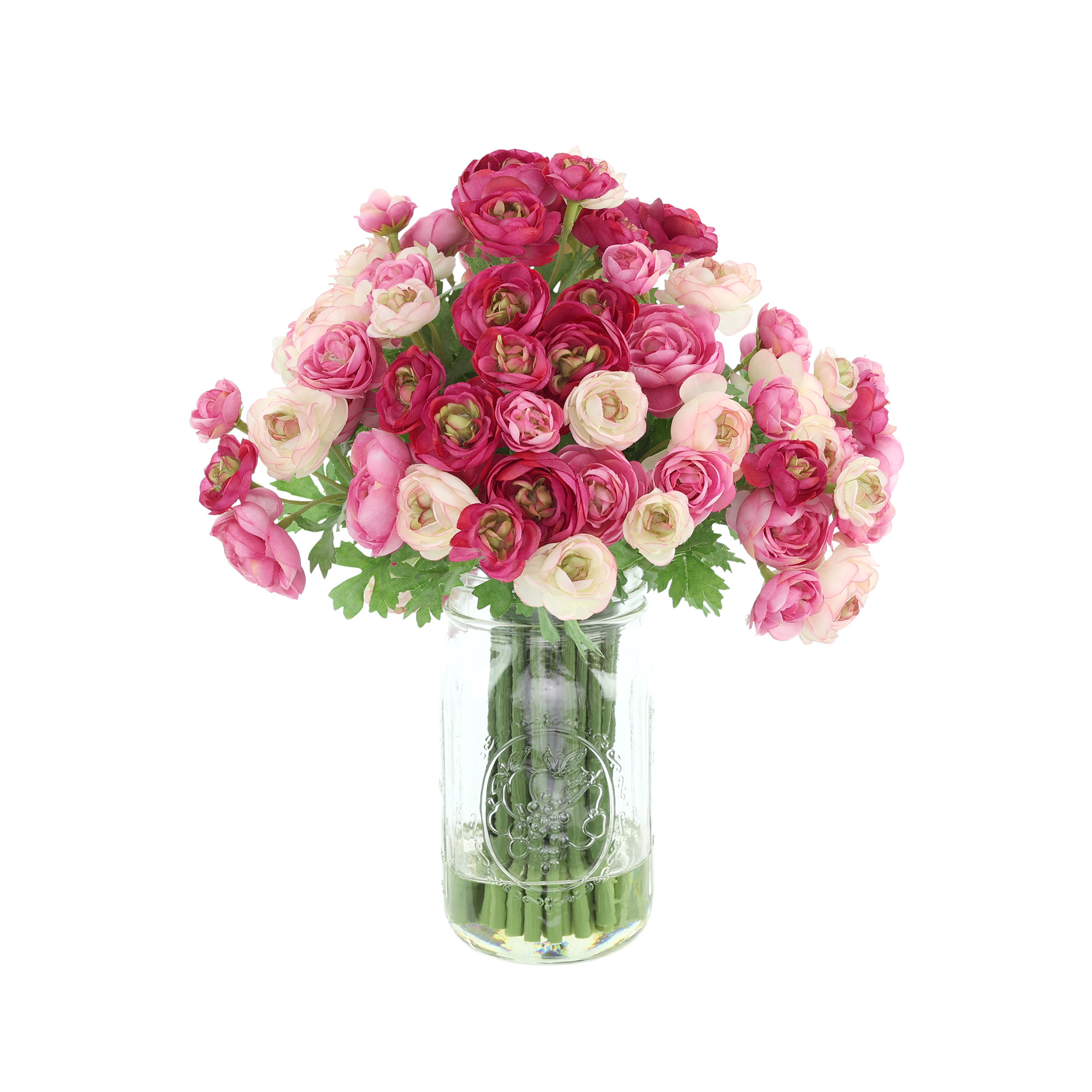 Creative Displays, Inc. Ranunculus Arranged in Glass Mason Jar | Perigold