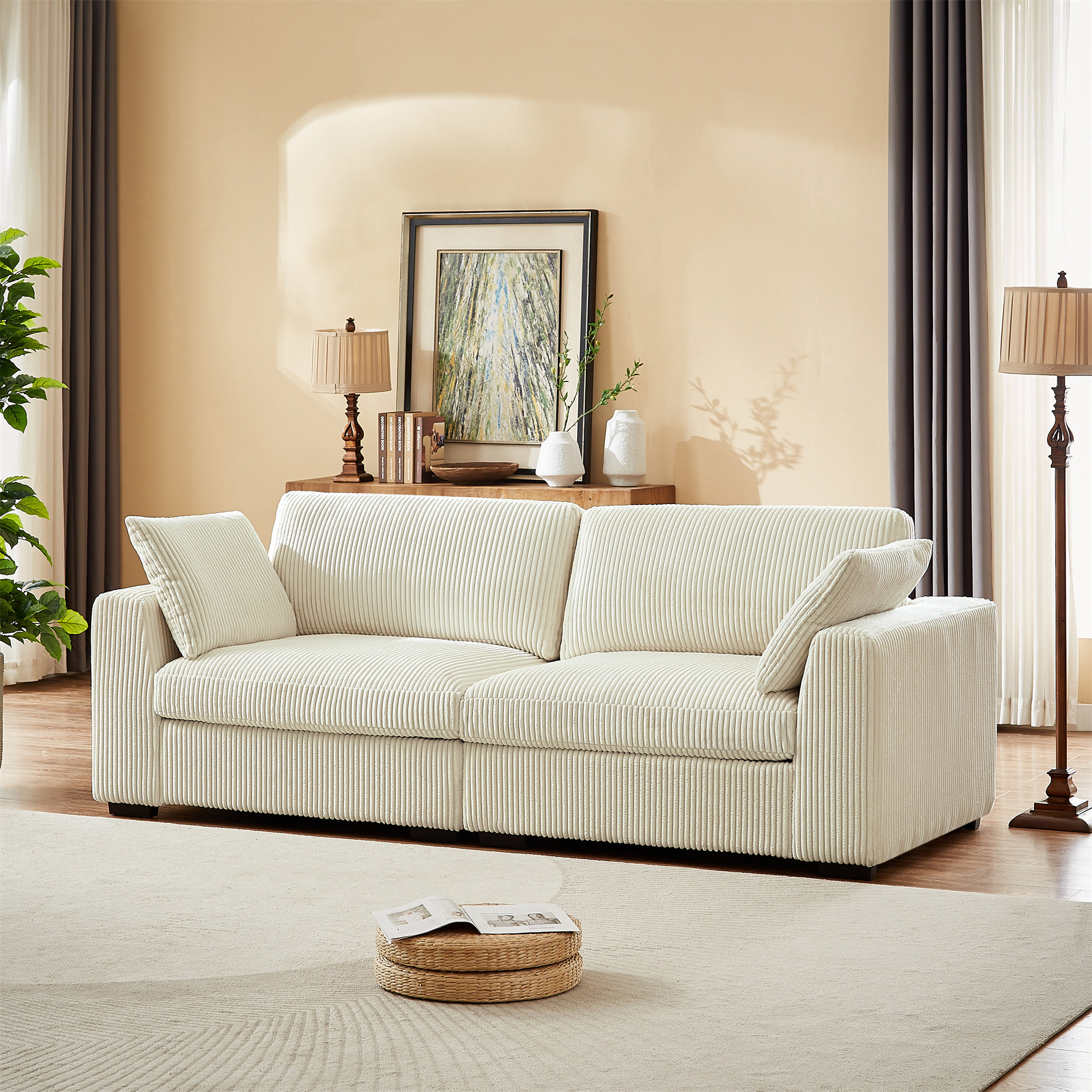 Latitude Run® Aleck Oversized Luxurious 93.8" Corduroy Sofa with ...