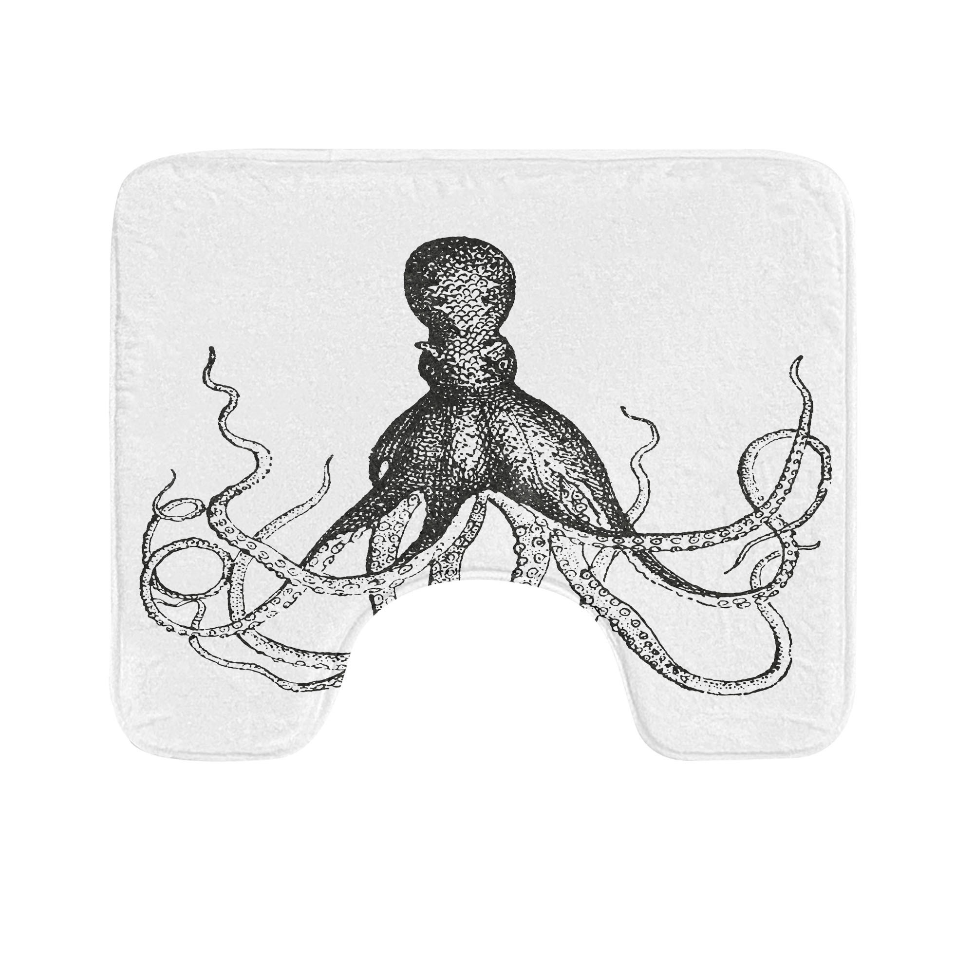 Ebern Designs Octopus Toilet Mat U-Shape Bathroom Rug 20" White ...