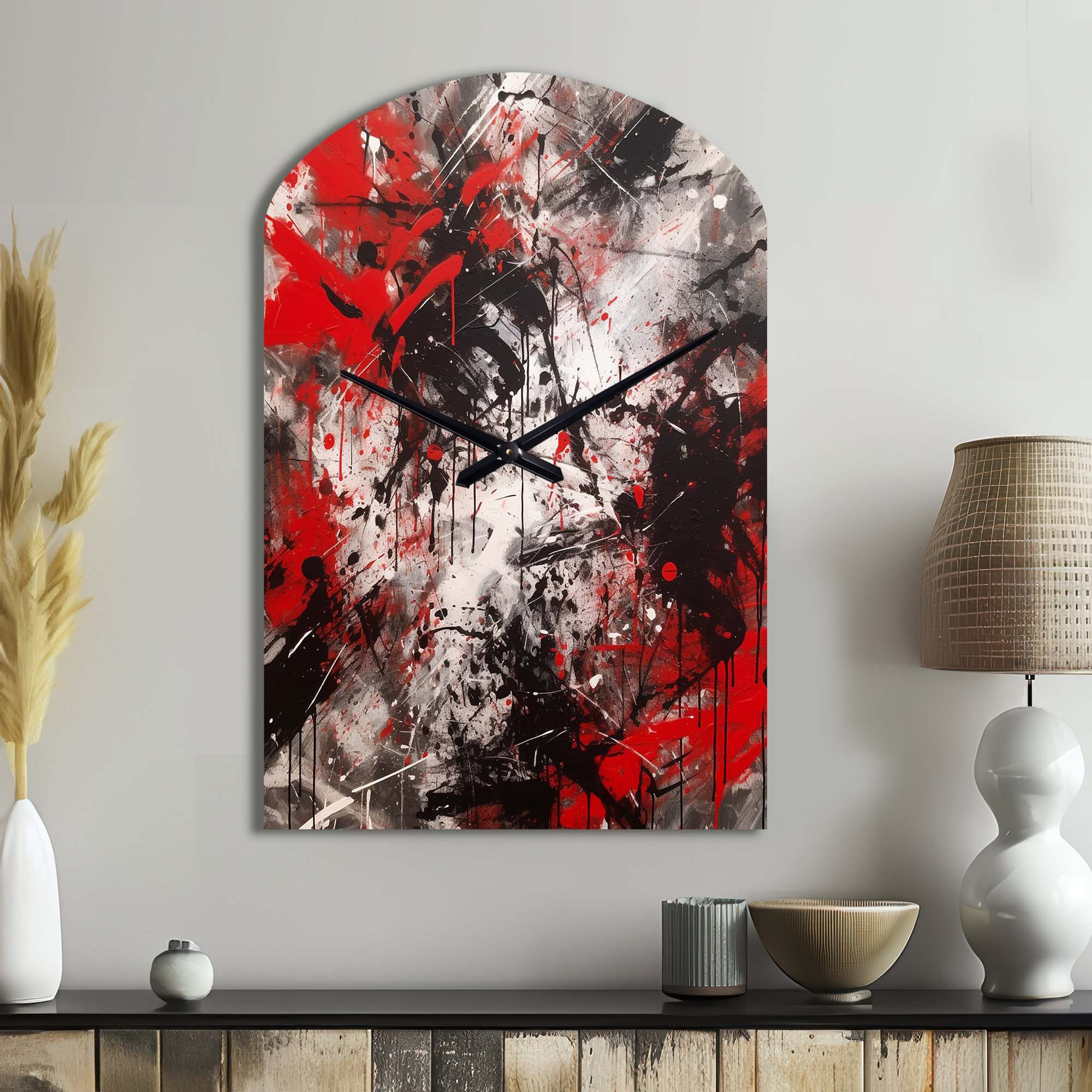 Design Art Abstract Graffiti - Marble Asymmetrical Metal Clocks, Green ...