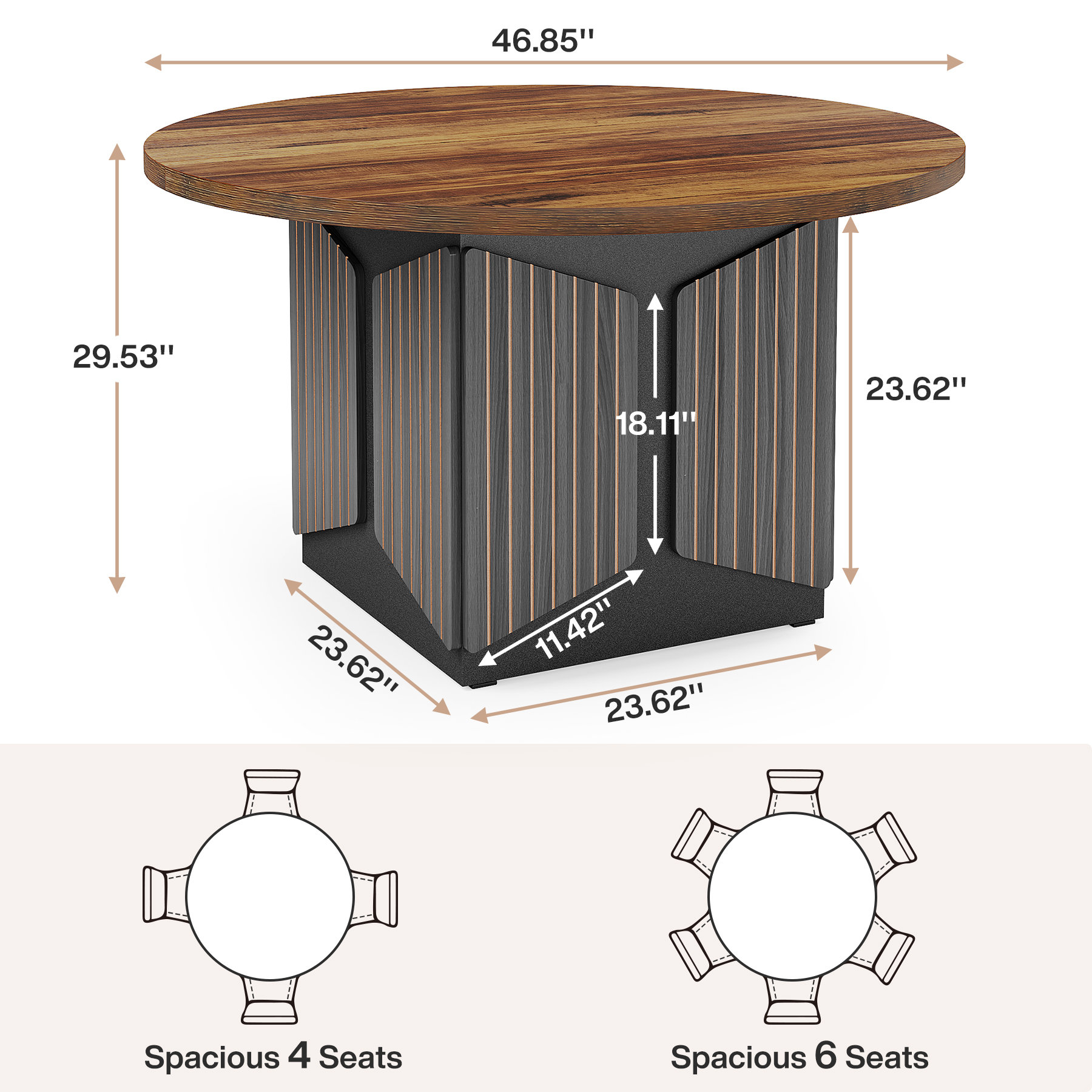 Ebern Designs Laini 47.24" Pedestal Dining Table | Wayfair
