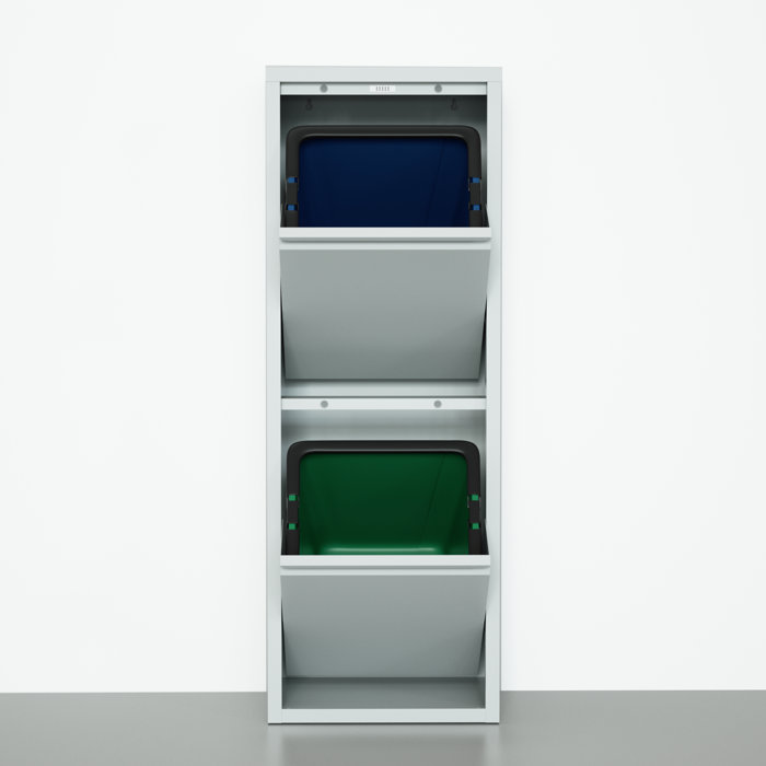 EuropeanFurniture Metal Open Multi-Compartments Trash & Recycling Bin ...