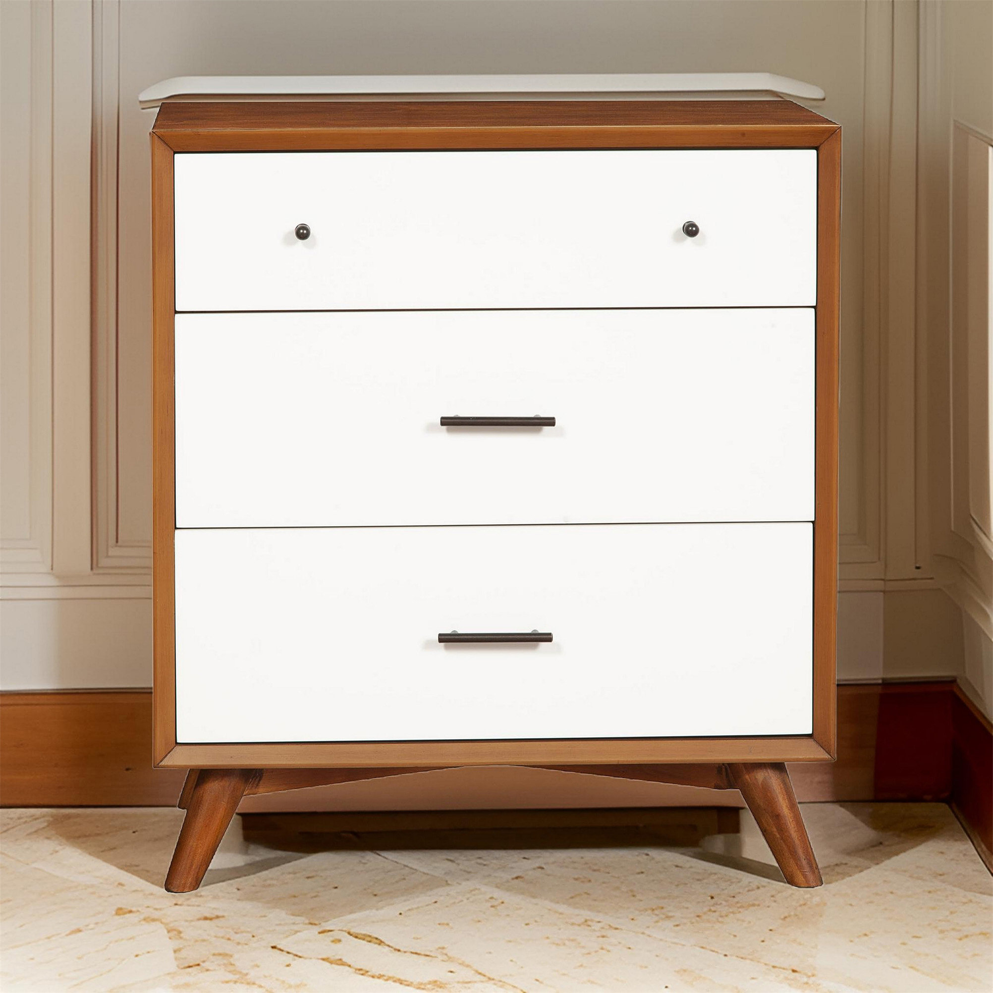 Petal Perfecto Modern Style Wooden Chest With Three Drawers And Flared ...