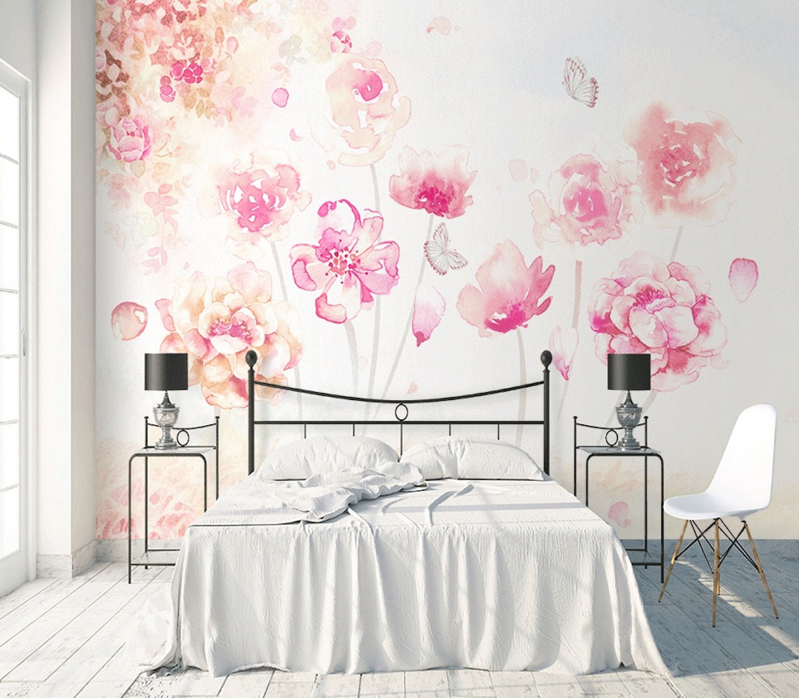 GK Wall Design Floral Romantic Blossom Pink Flower Removable Textured ...