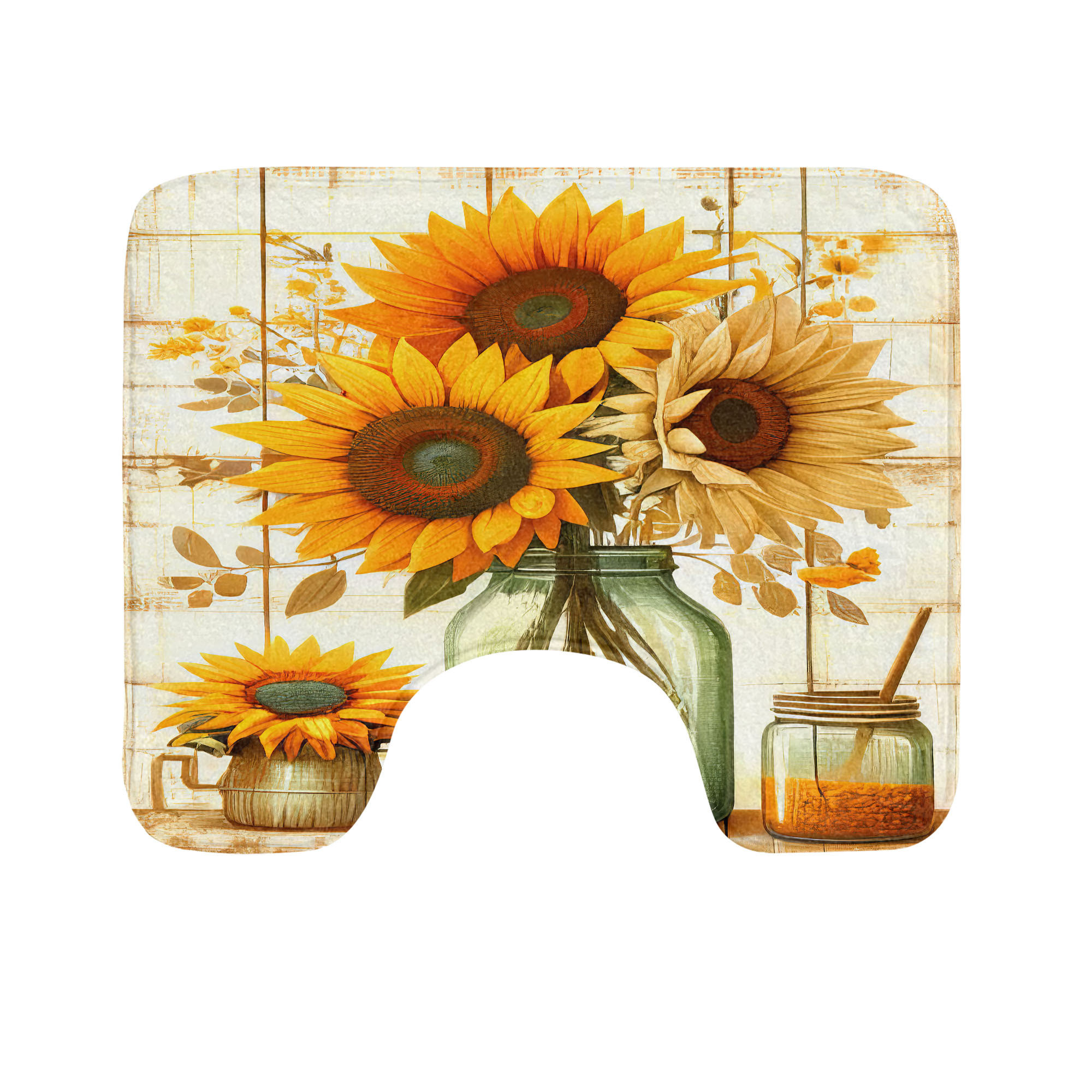 East Urban Home Sunflower Toilet Mat U-Shape Bathroom Rug 20" Marigold ...