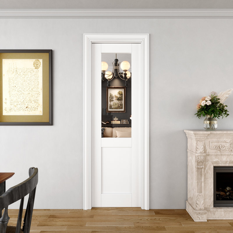 Win Stellar Interior Pocket Doors Half Clear Glass Panel Bathroom Door ...